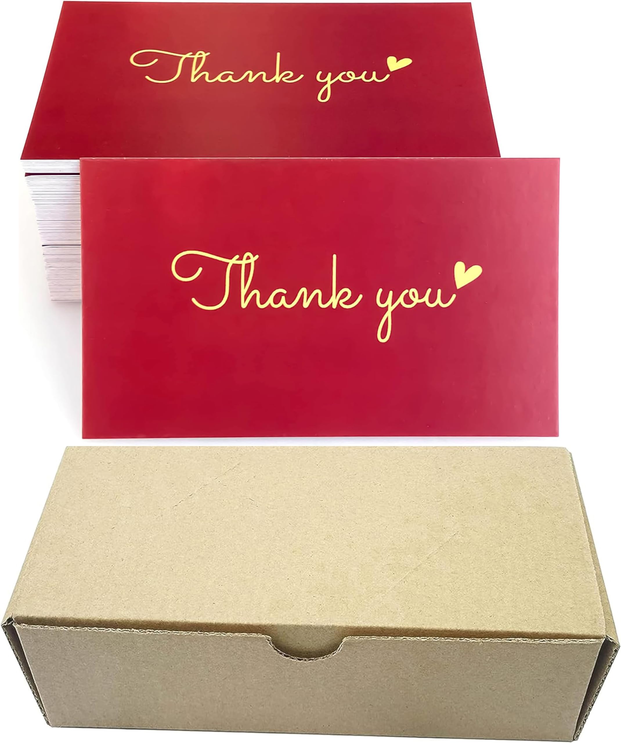 Amazon.com : RXBC2011 500 Little Thank You Cards Gold Heart Design Bulk ...