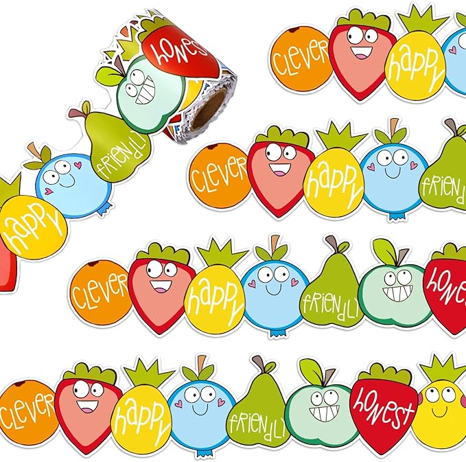 Amazon.com: Whaline 32.8ft Fruit Bulletin Board Borders Cute Cartoon ...