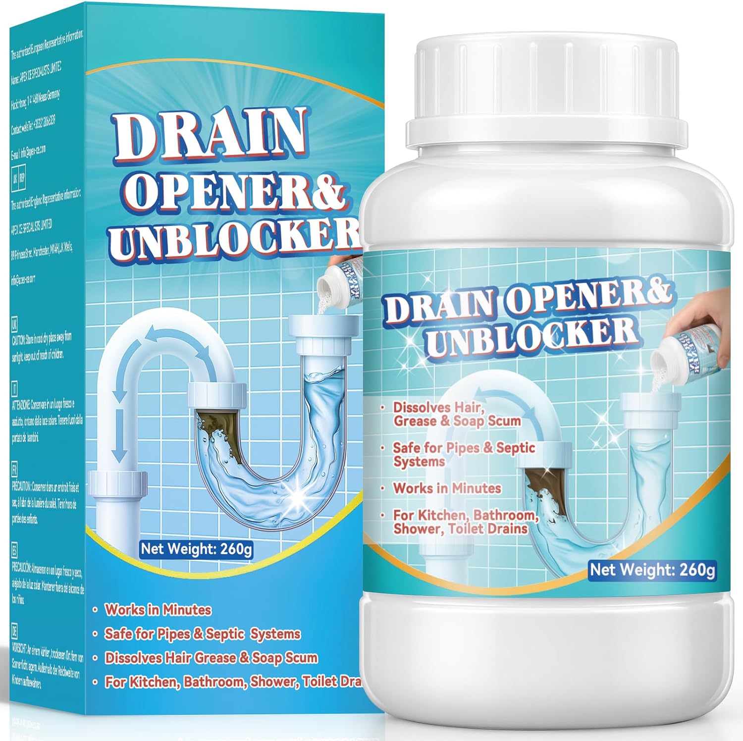 Amazon.com: Drain Cleaner, Drain Clog Remover 260g, Fast-Acting ...