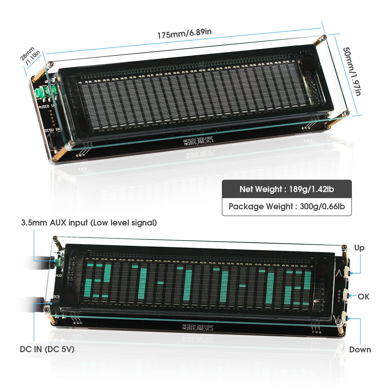 Nobsound AK2515 Music Spectrum Audio 15 Level Indicator VU Meter Screen ...