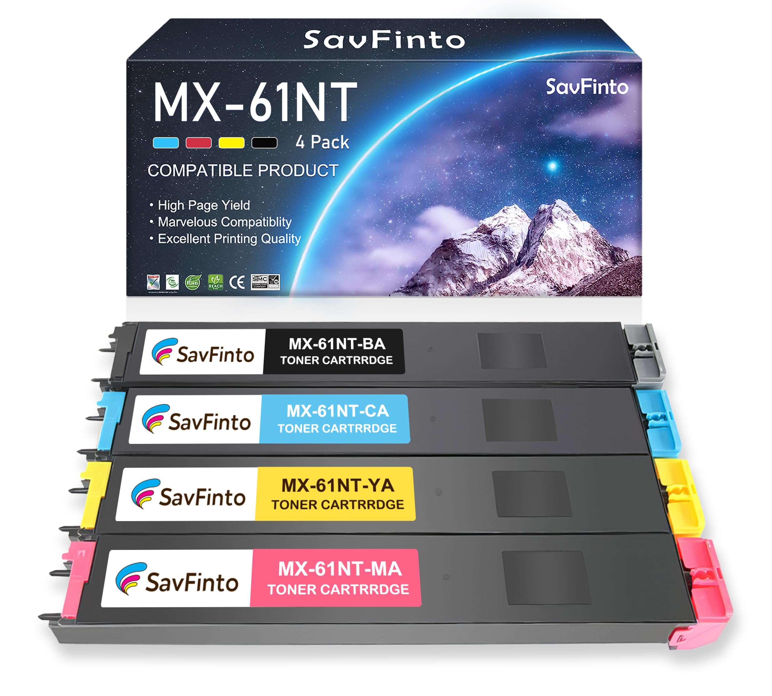 Amazon.com: SavFinto MX-61NT MX61NT Toner Cartridge Replacement for 61NTBA 61NTCA 61NTMA 61NTYA ...