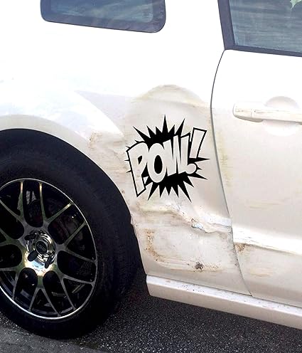 Amazon.com - Funny car Accident dent fix - Pow Decal Vinyl Hitting Cars ...