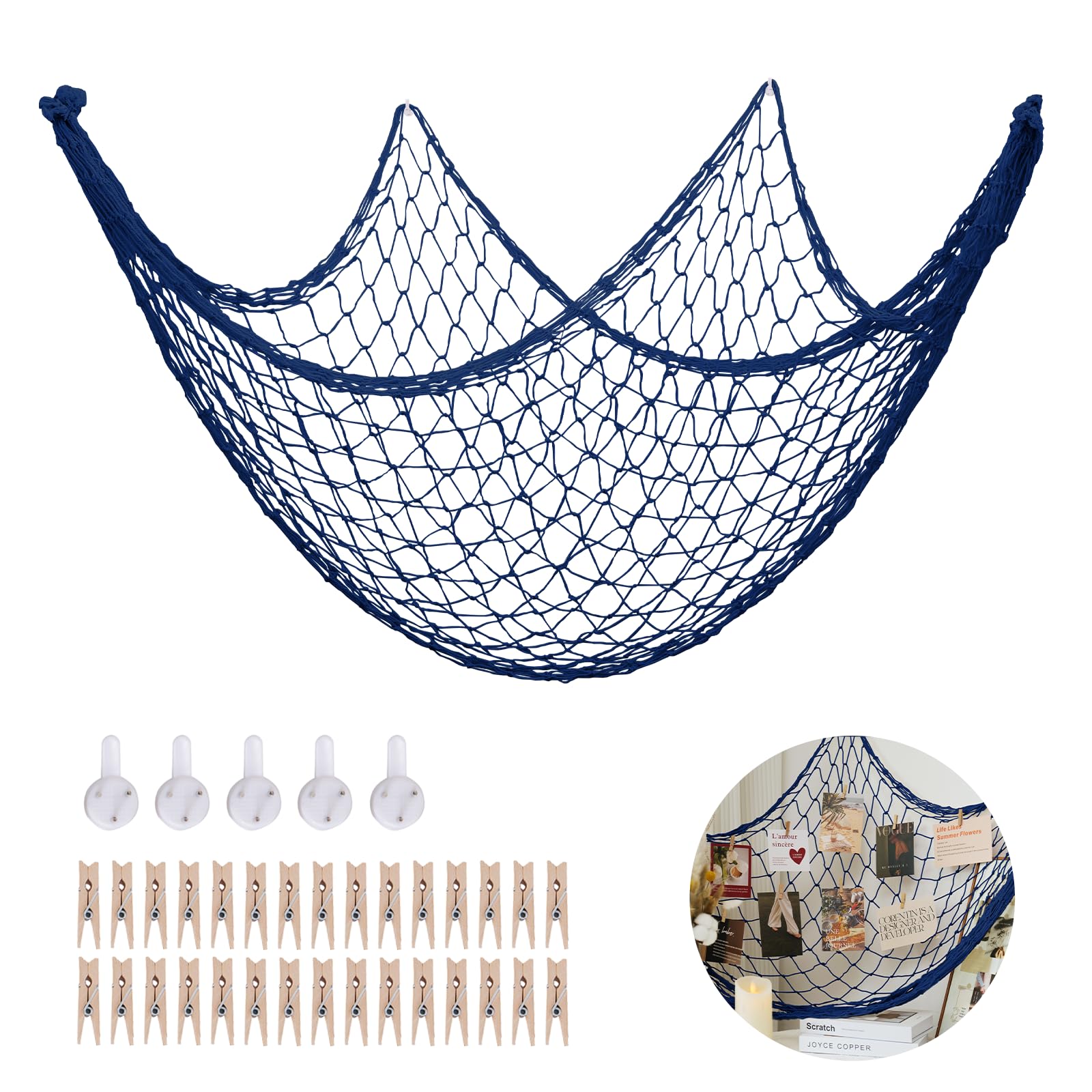 Amazon.com: Fish Net Decorations, 79x59 Inch Wall Hanging Photo Display ...