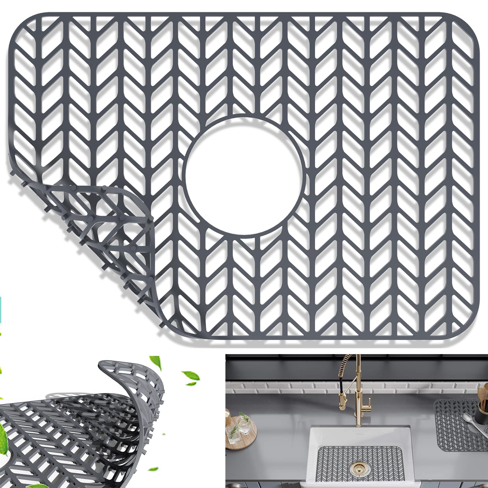 AWOKE Sink Protectors for Kitchen Sink | 16.2"x 12.5" Kitchen Sink Mats ...