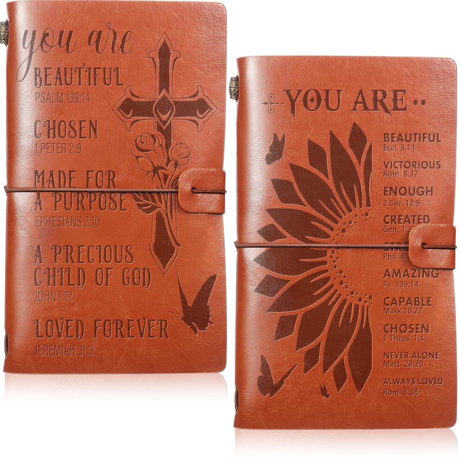 Amazon.com : 2 Pcs Christian Journals Bulk Leather Notebook Refillable ...