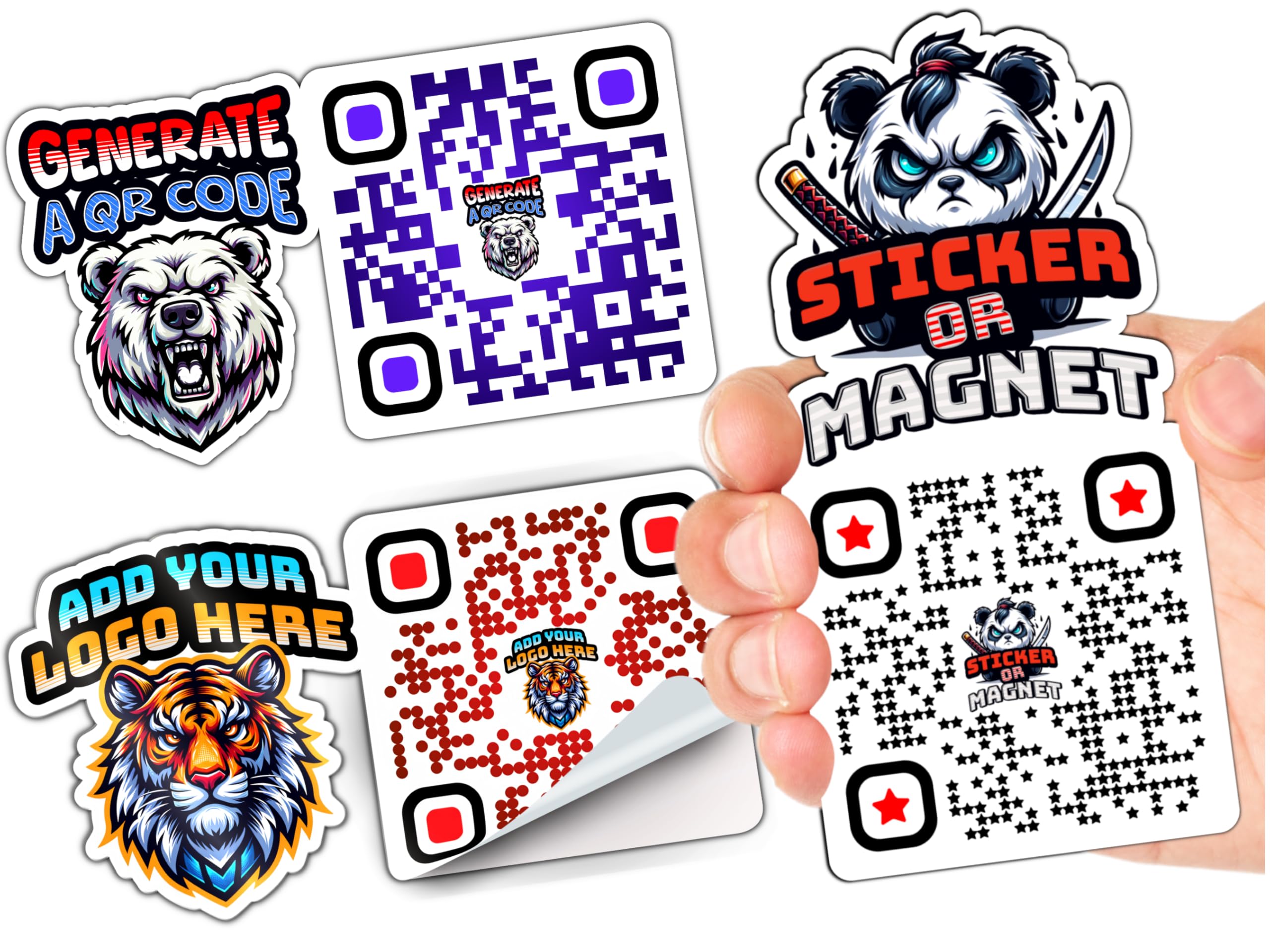 Amazon.com - Generic QR Code Die Cut Sticker and Magnet with your Logo ...