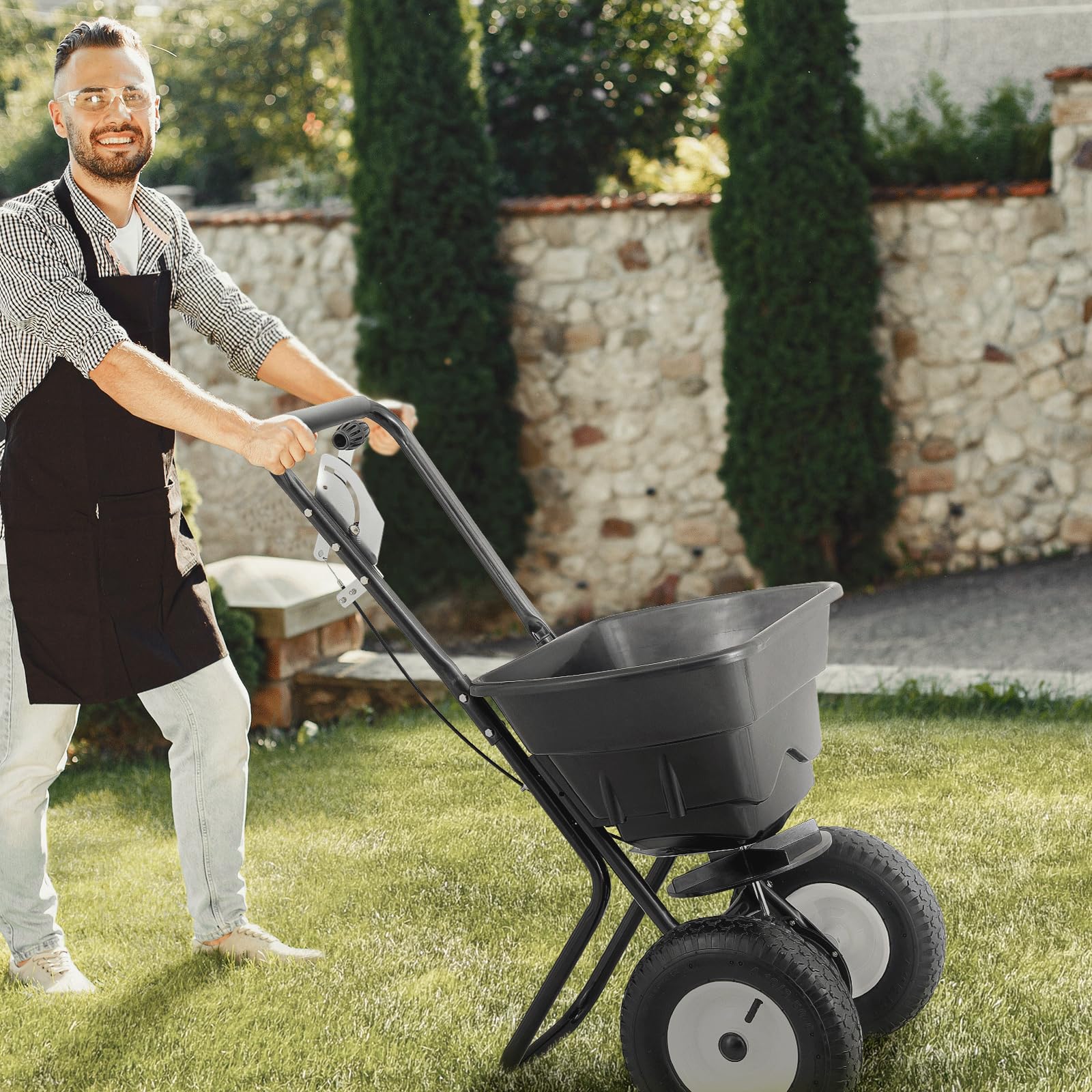 Snapklik.com : 80 Lb Walk-Behind Broadcast Spreader, Multi-Functional ...