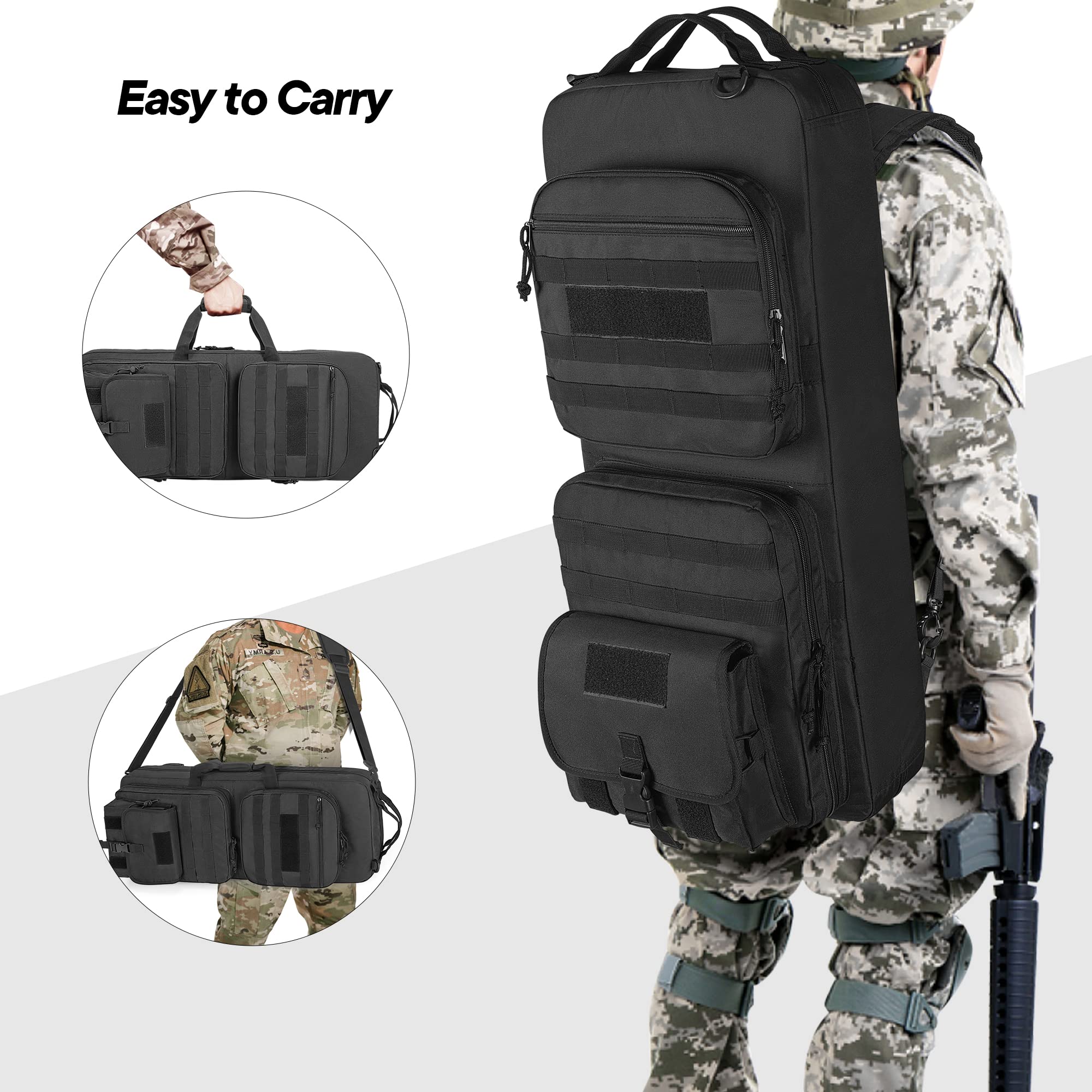 Snapklik.com : DSLEAF 28” Double Soft Rifle Case, Padded Rifle Backpack