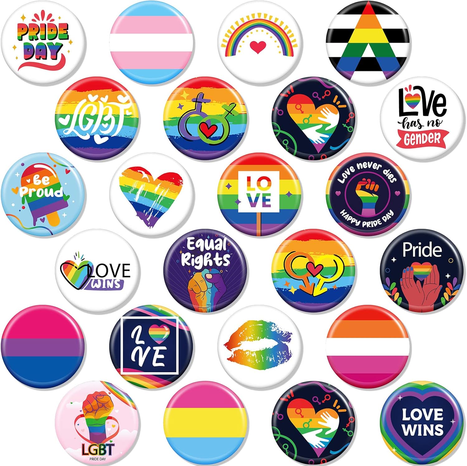 Amazon.com: Highergo 48 Pcs Rainbow Flag Pride Pins, LGBTQ Pins, Gay ...