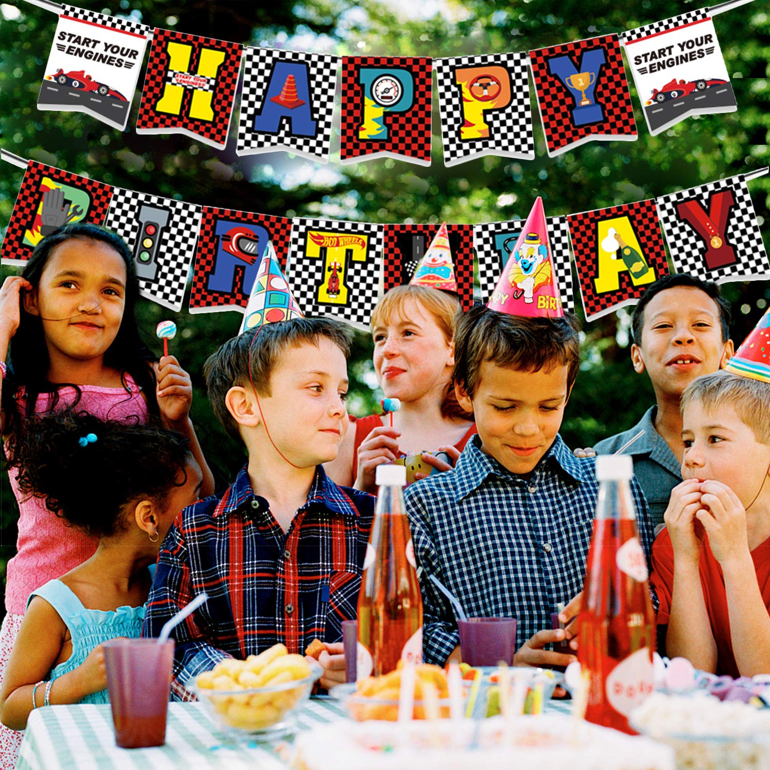 DWTECH Race Car Party Decorations Supplies Racing Party Banner Race Car ...