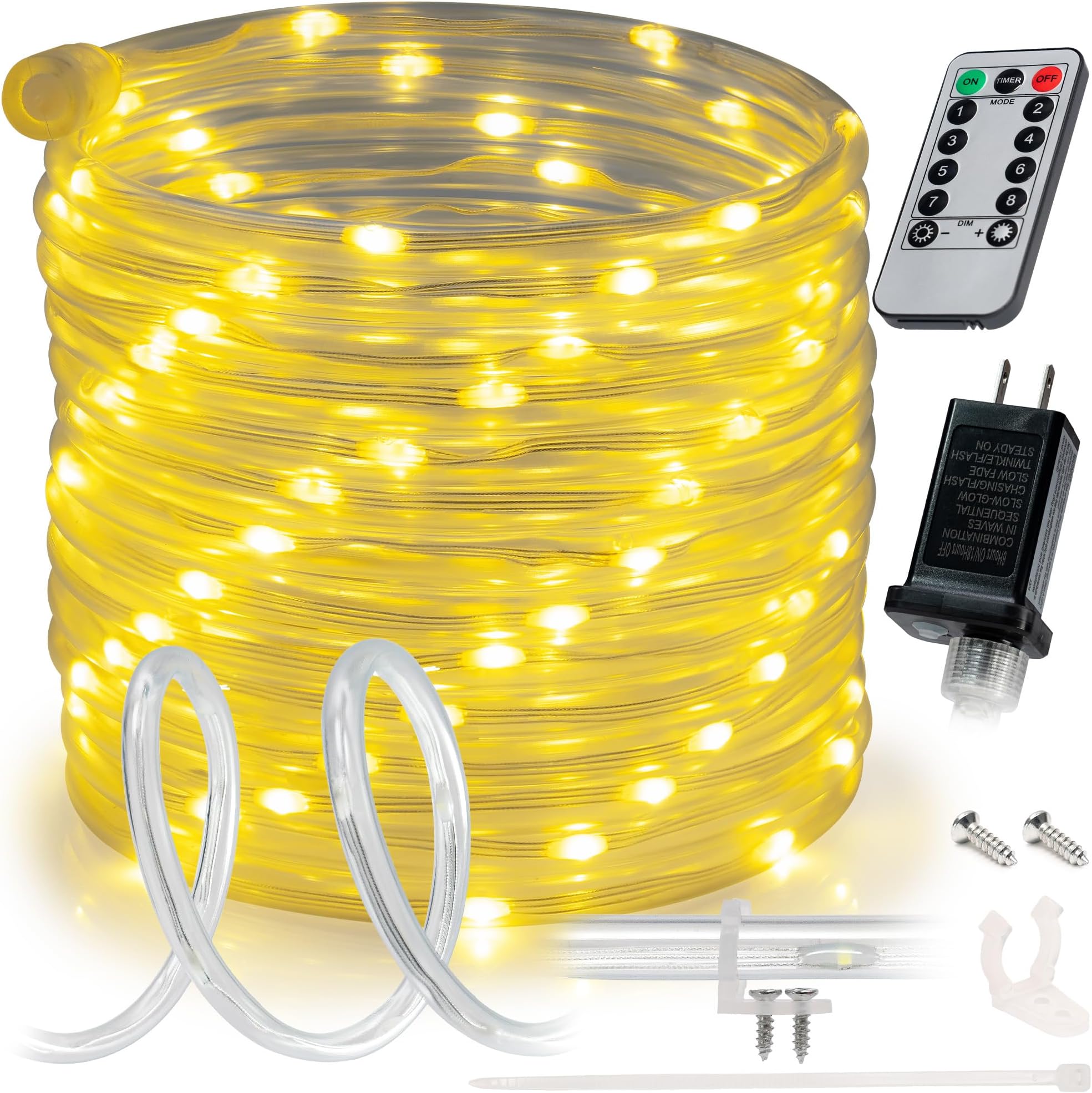 Amazon.com: WYZworks 20ft Warm White LED Rope Light - 8 Modes ...