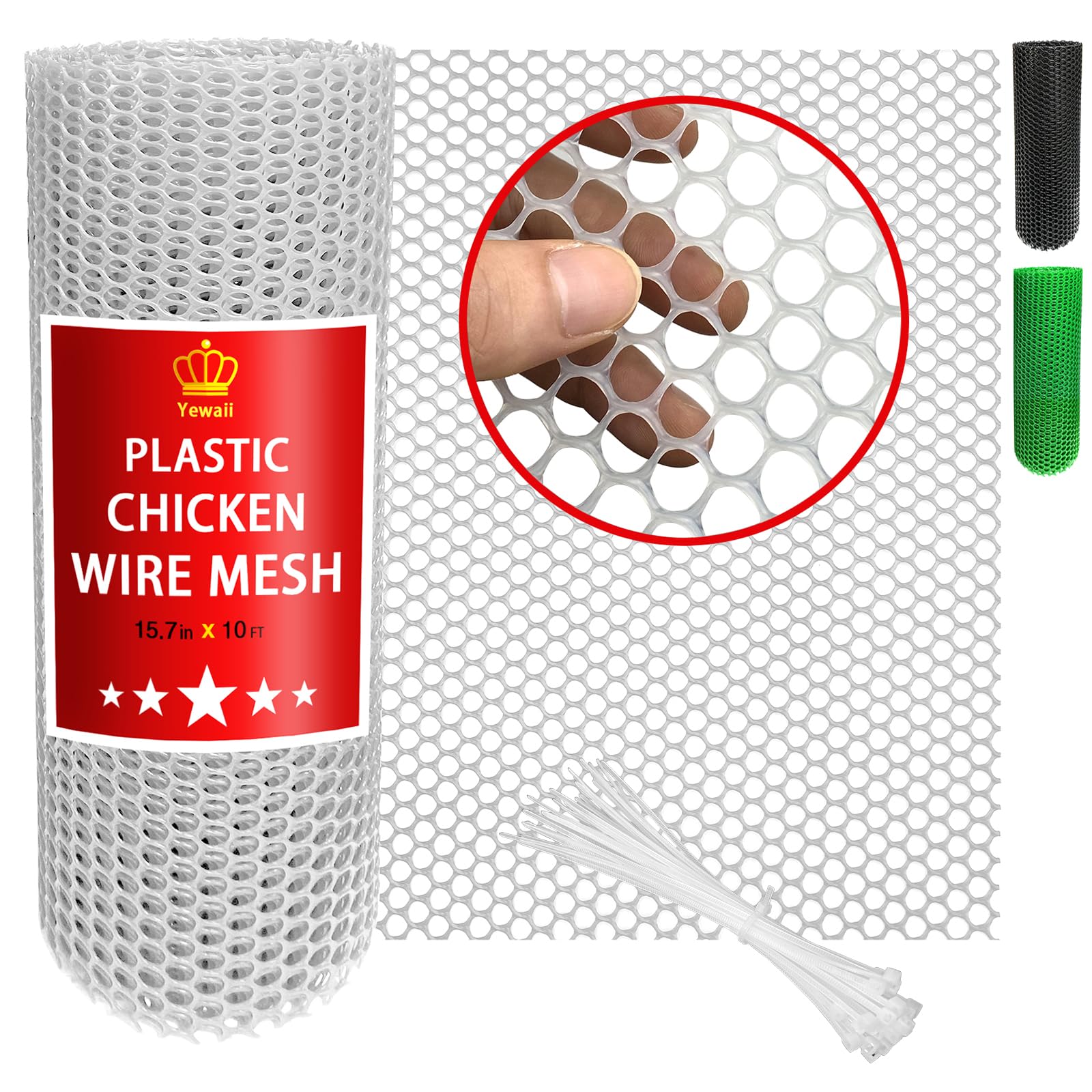 Amazon.com : Chicken Wire Fence Mesh Plastic with Zip Ties, 1.3×10FT ...