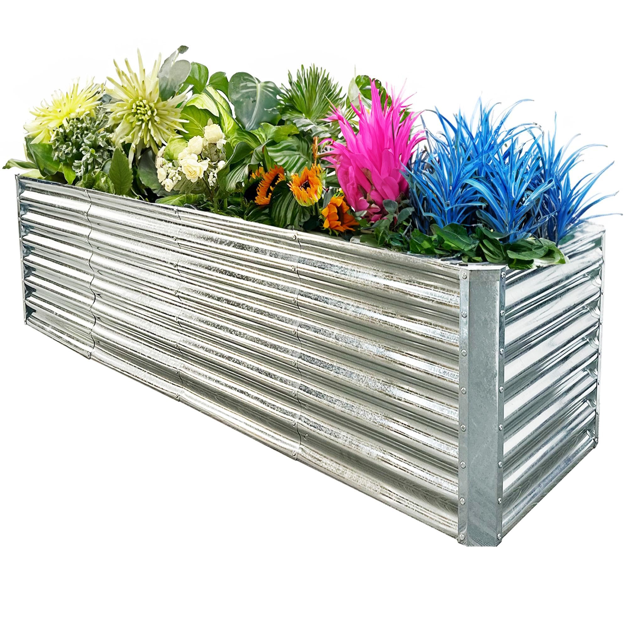 Enyu&You 8x2x2FT Galvanized Raised Graden Bed,Planter Raised Bed ...
