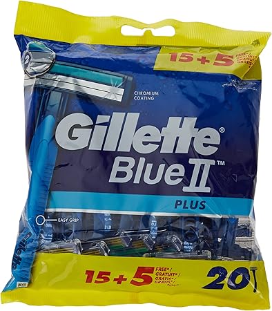 Gillette Blue II Plus Men's Disposable Razors, Pack of 20 Razors ...
