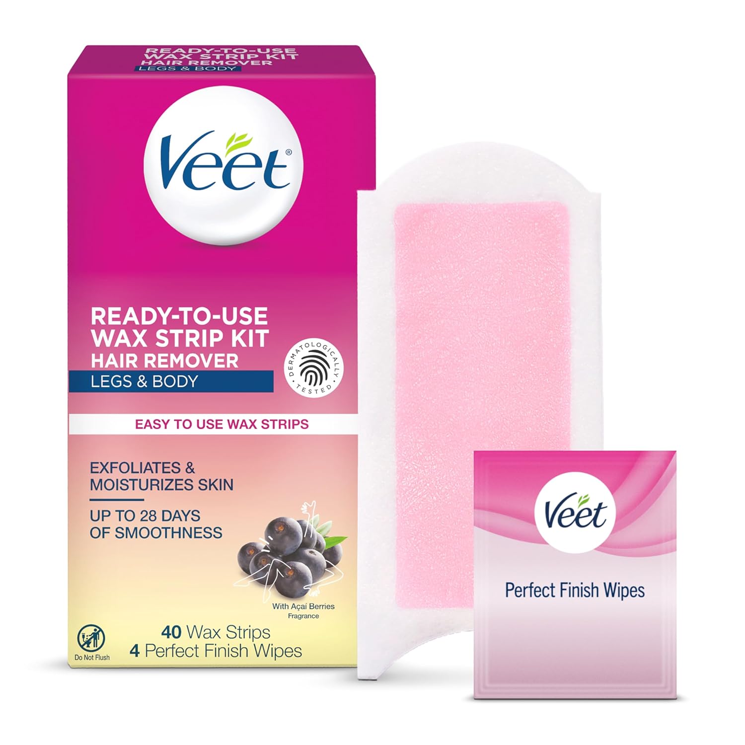 Veet Leg and Body Hair Remover Cold Wax Strips, 40 Count : Amazon.in ...