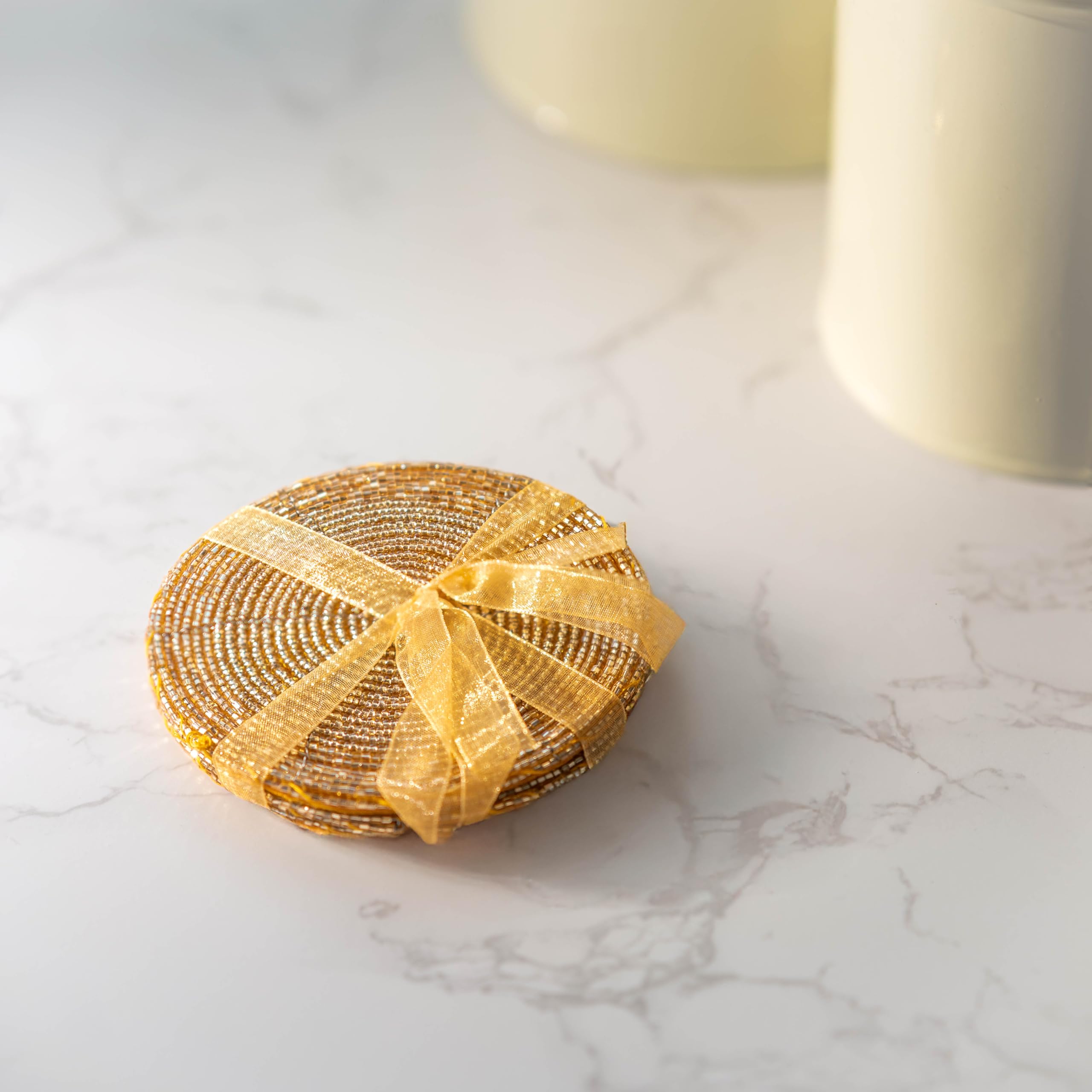 Marco Paul Gold Coasters Set of 4 Tableware Placemats For Drinks Beaded ...