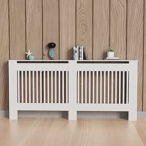 High Radiator Cover Wood Cabinet: 92cm Height White Large Heater Covers ...