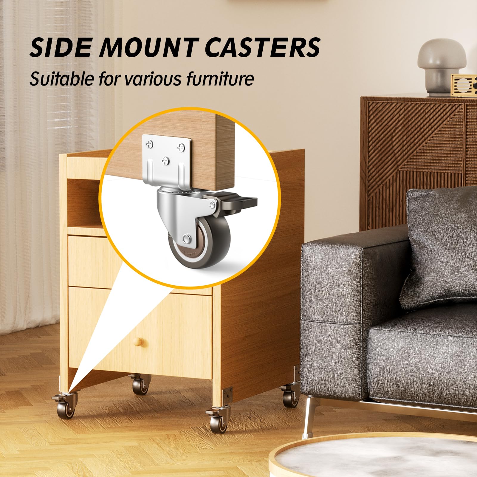 Snapklik.com : Side Mount Casters, 2 Inch Furniture Wheels, L-Shaped ...