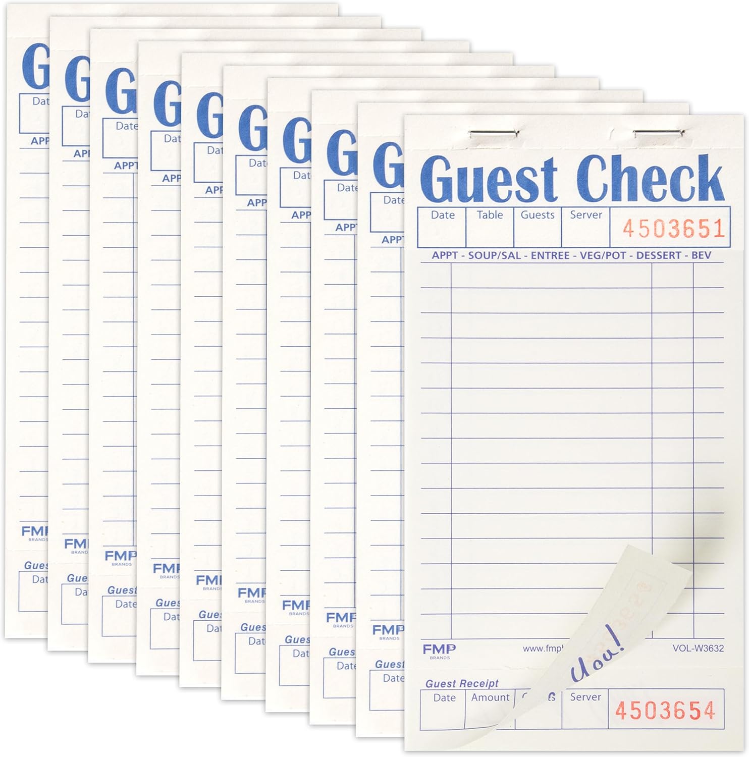 FMP Brands Guest Check Books for Servers, Server Note Pads Paper, Total ...