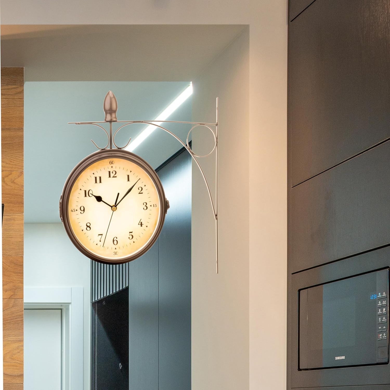 Buy Delightful Decor Double Sided Railway Wall Clock Vintage Wall ...