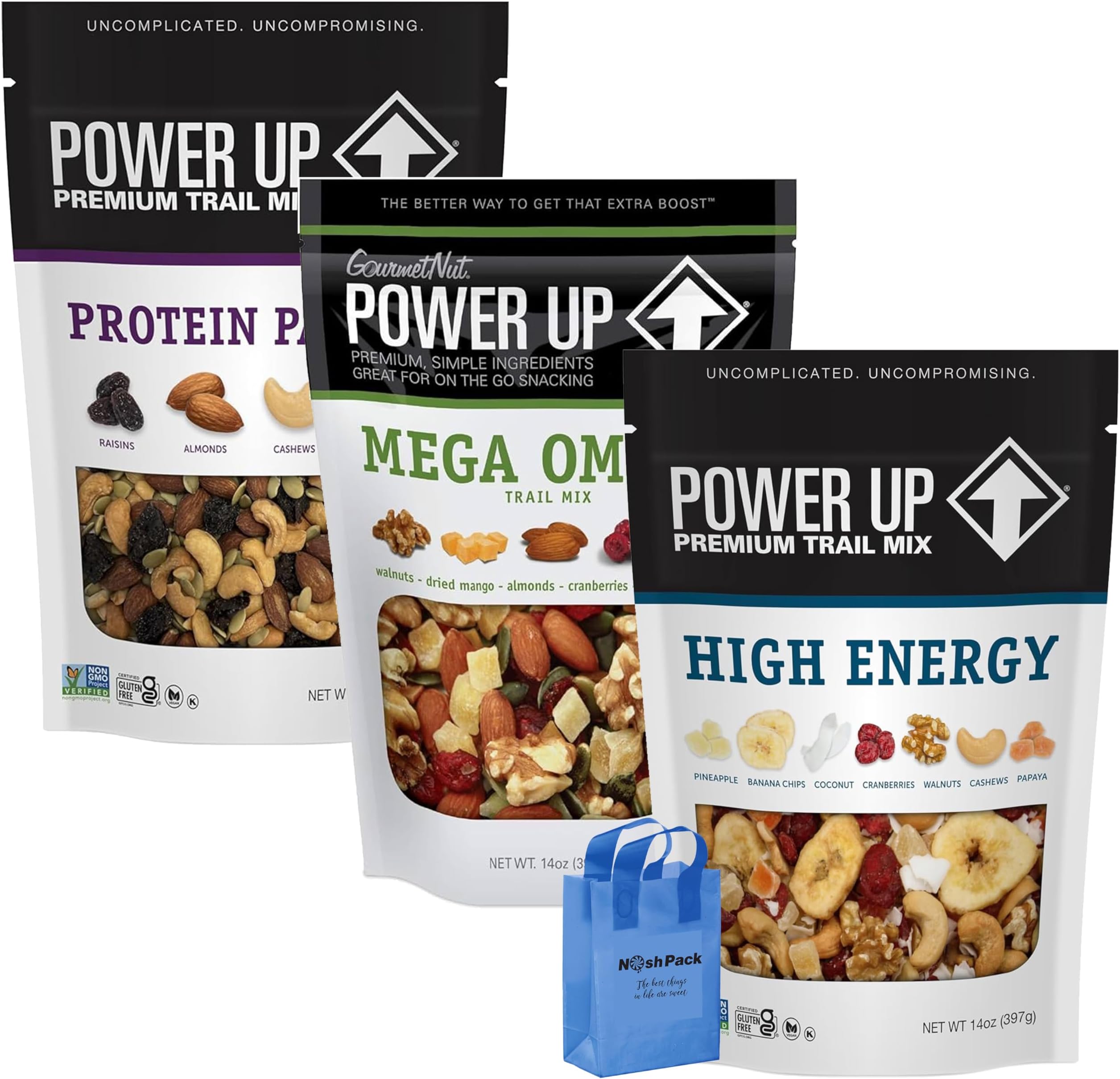 Amazon.com: Power Up Premium Trail Mix - High Energy Trail Mix 14oz ...
