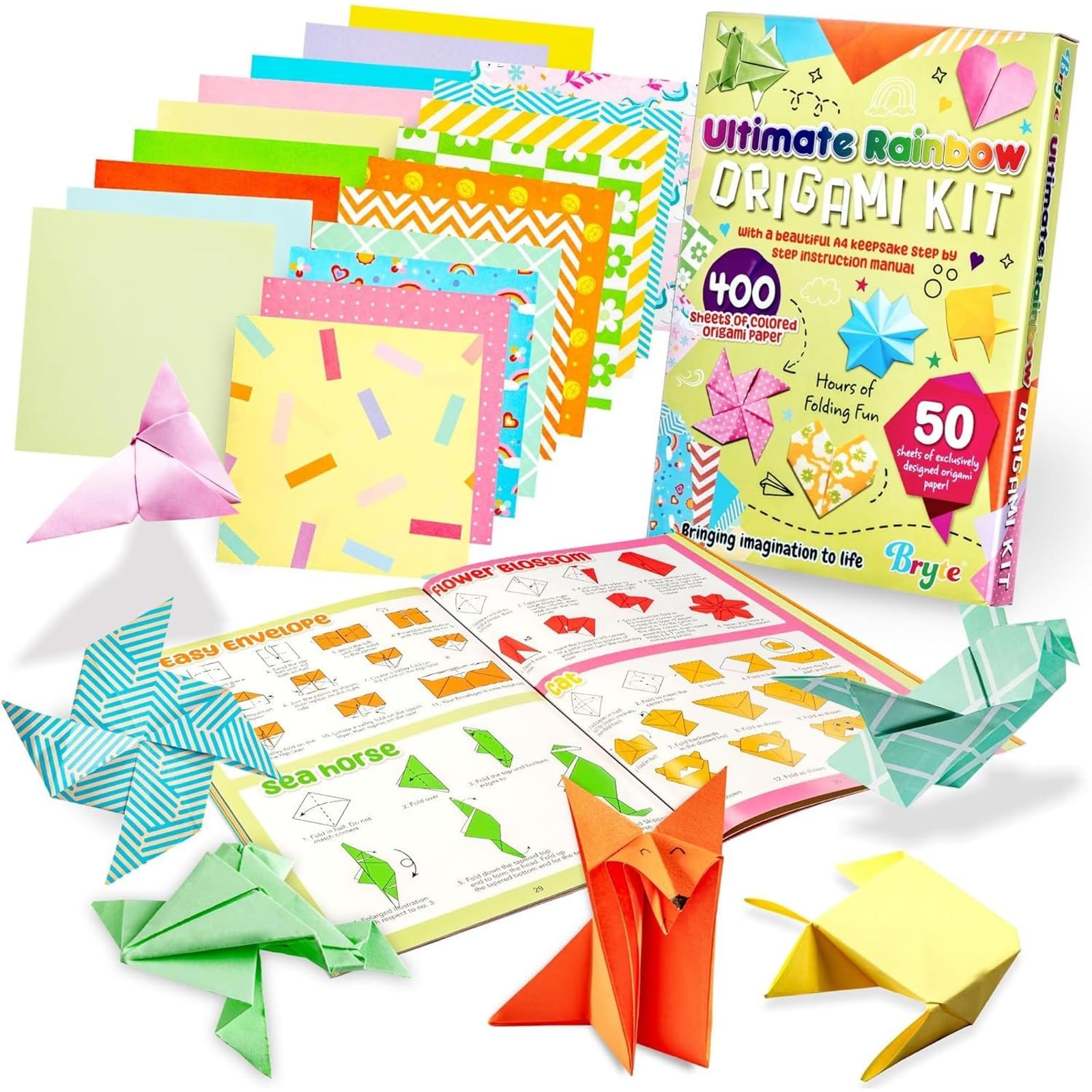 Amazon.com: BRYTE Ultimate Rainbow Origami Kit with 450 Fun Colorful ...