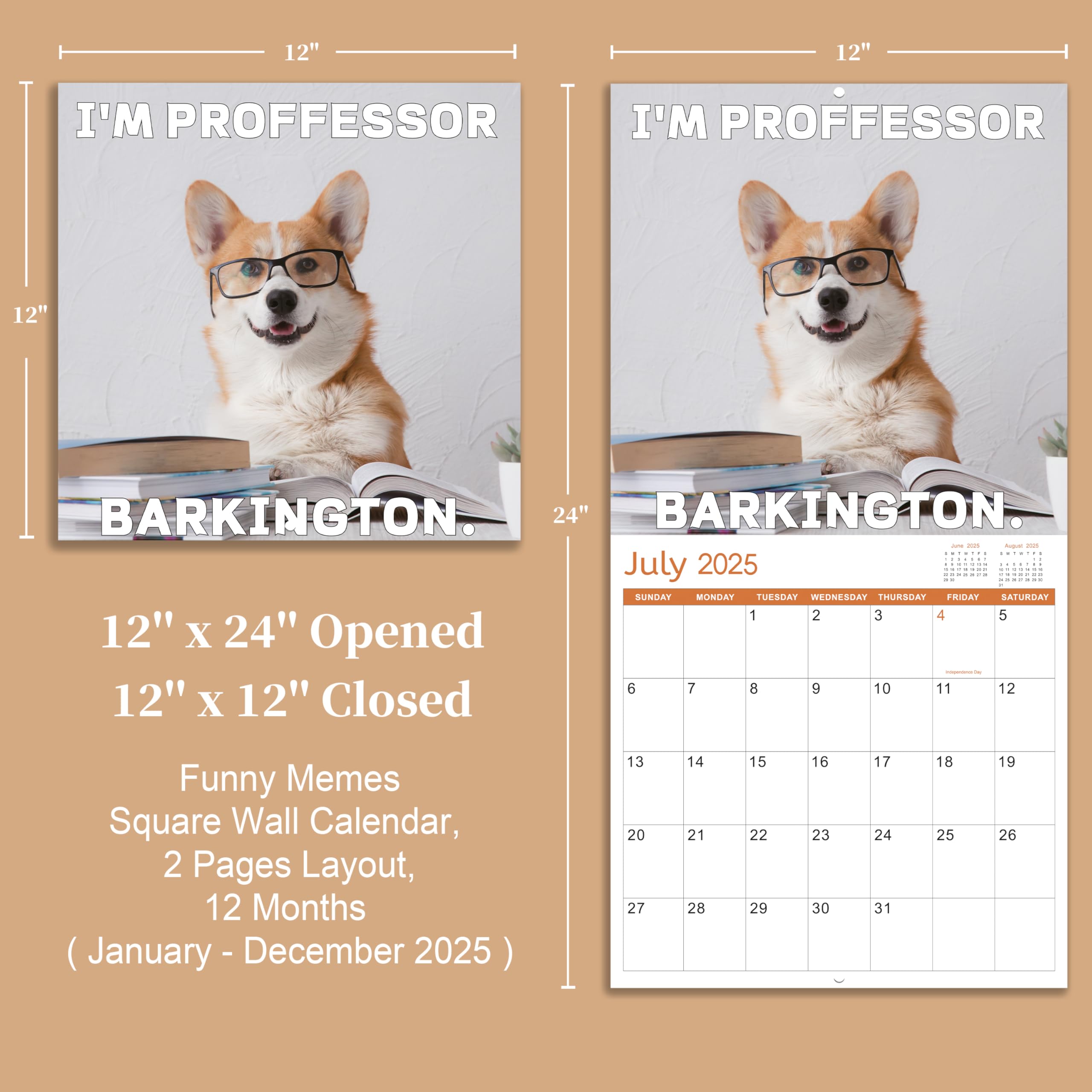 Snapklik.com : 2025 Wall Calendar - JAN 2025 - DEC 2025, Funny Dog ...