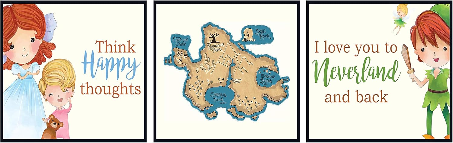 Amazon.com: Think Happy Thoughts Peter Pan Themed Room Decor Wall Art ...