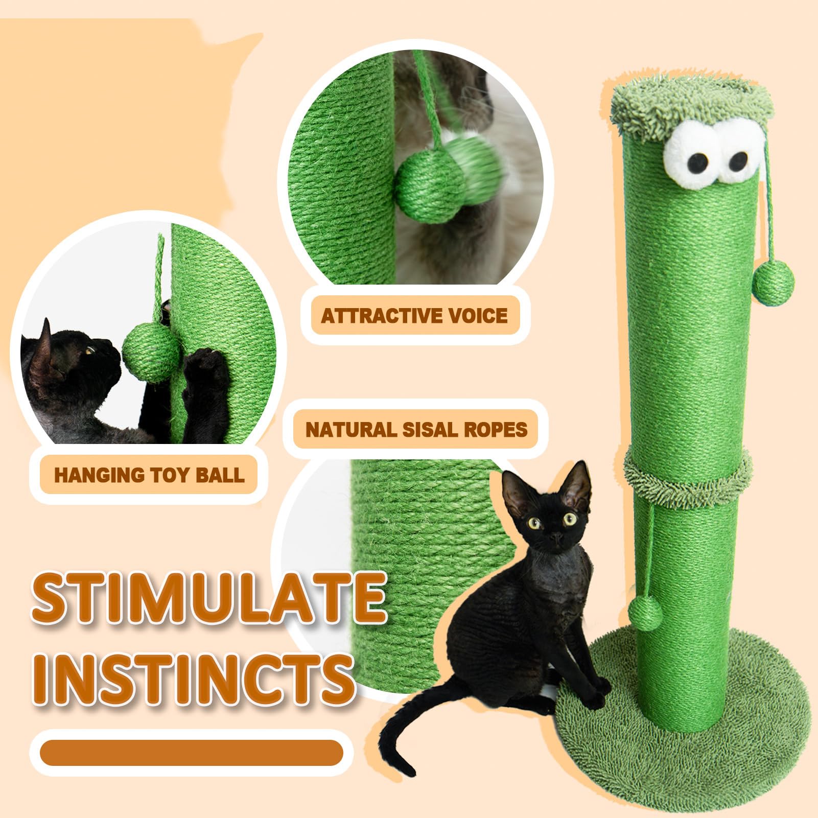 Snapklik.com : Nekosan Large Cat Scratching Post, 34 Inch Tall