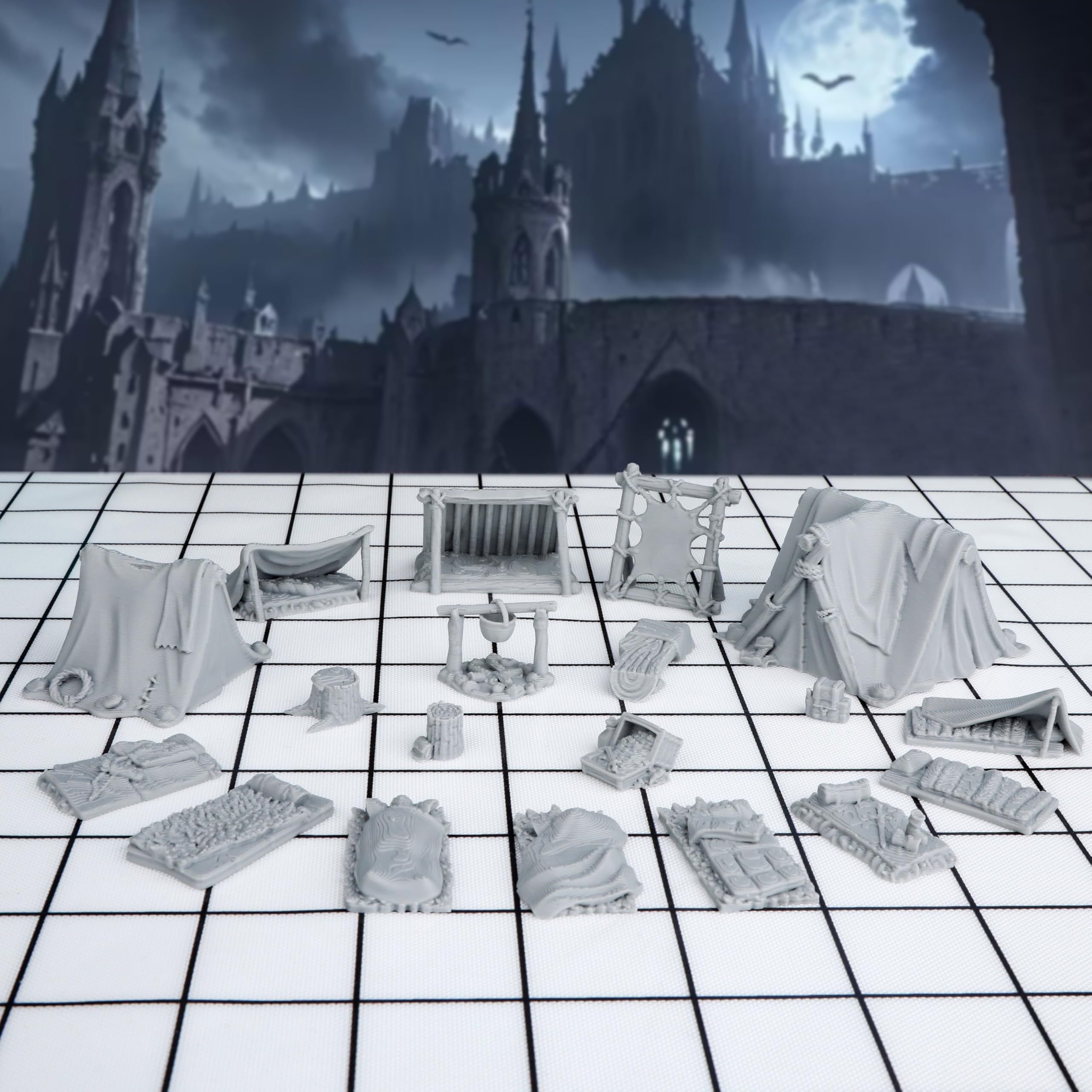 Amazon.com: AUSPDICE 21pcs DND Camp Terrain Building Set – Unpainted ...