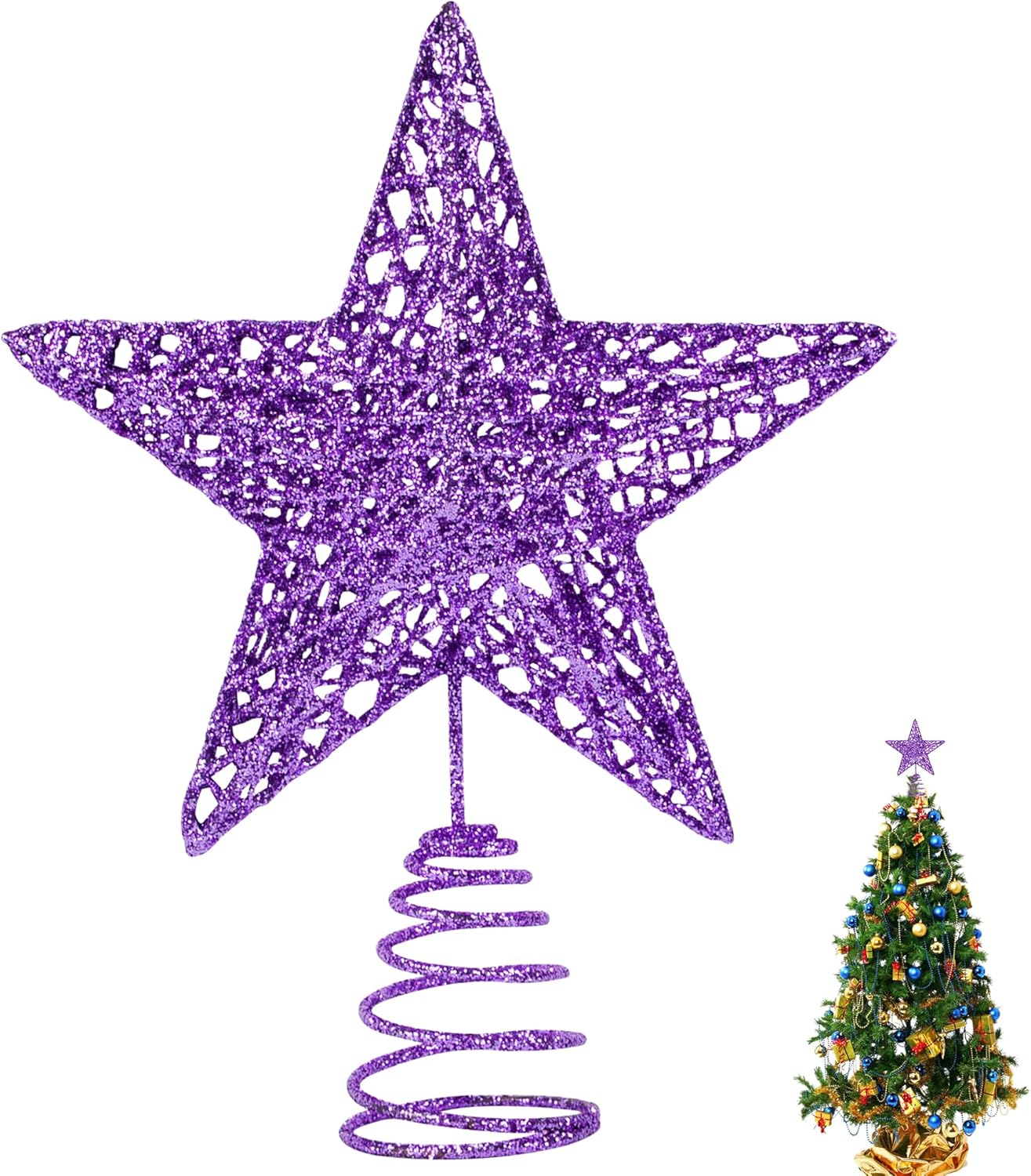 KEYIDO Purple Small Christmas Tree Topper Mini Star for Christmas Tree ...