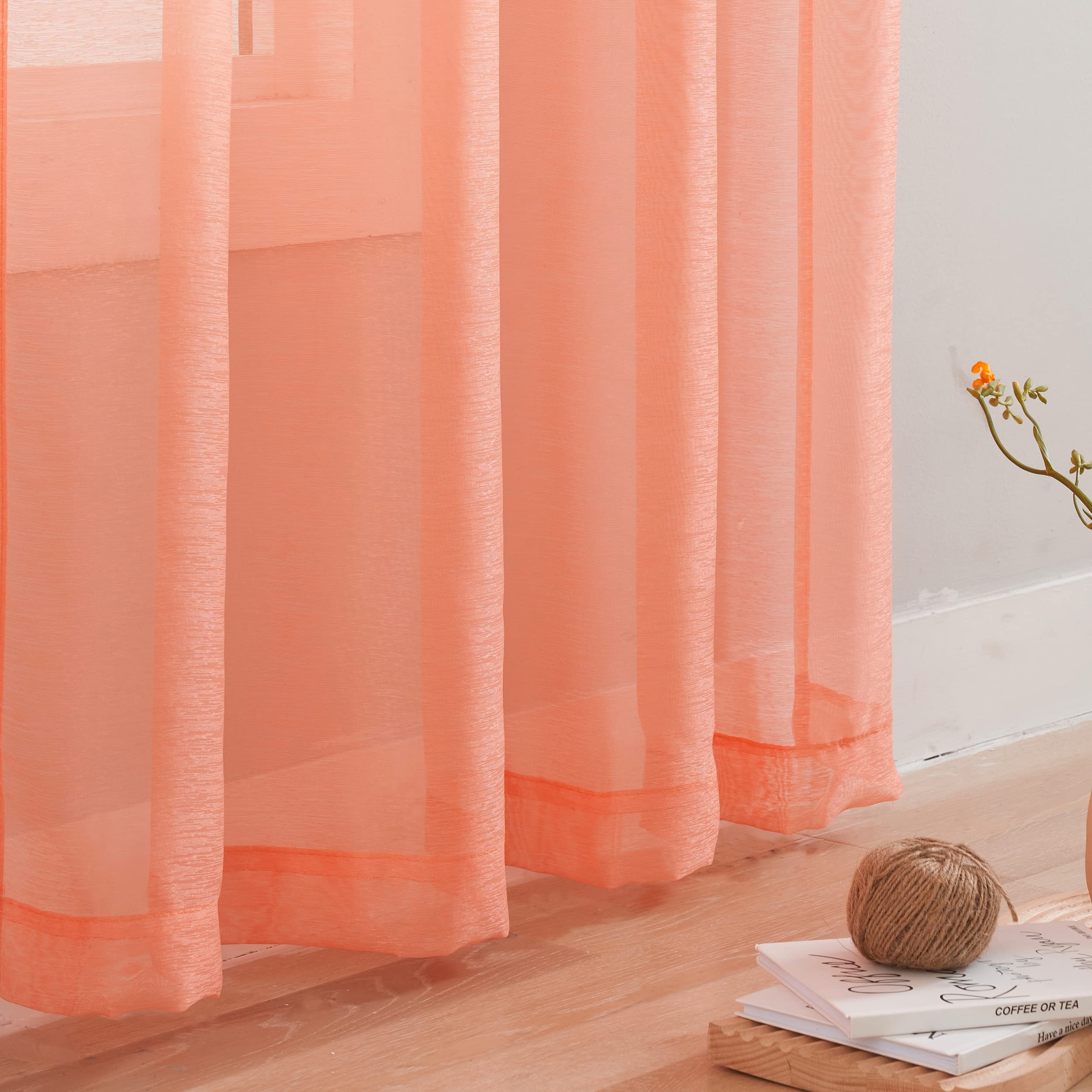 Coral Sheer Curtains Martha Stewart 84 In Coral Semi Sheer Rod Pocket