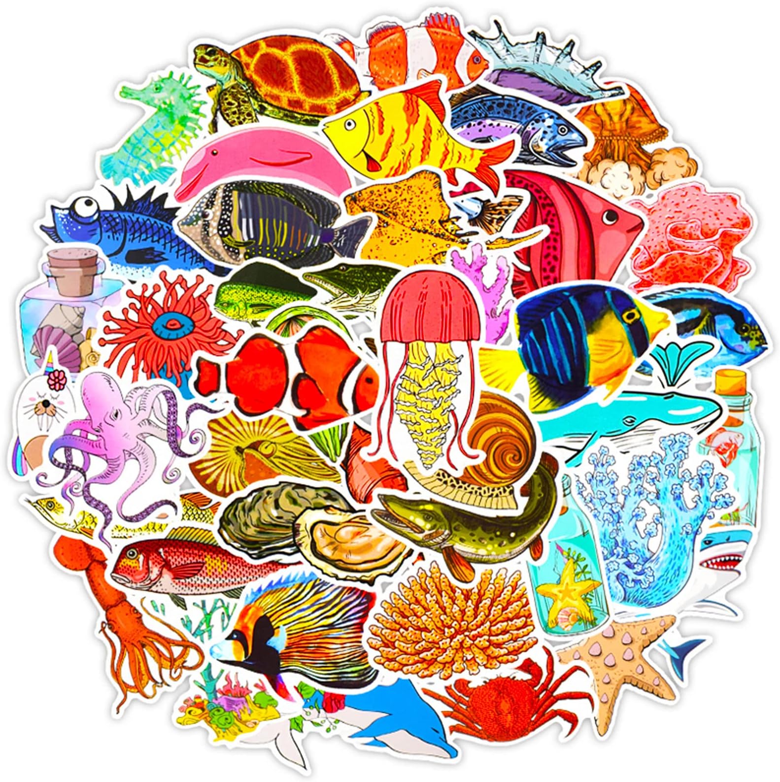 Amazon.com: 100 Pack Ocean Life Animal Stickers,Under The Sea Party ...