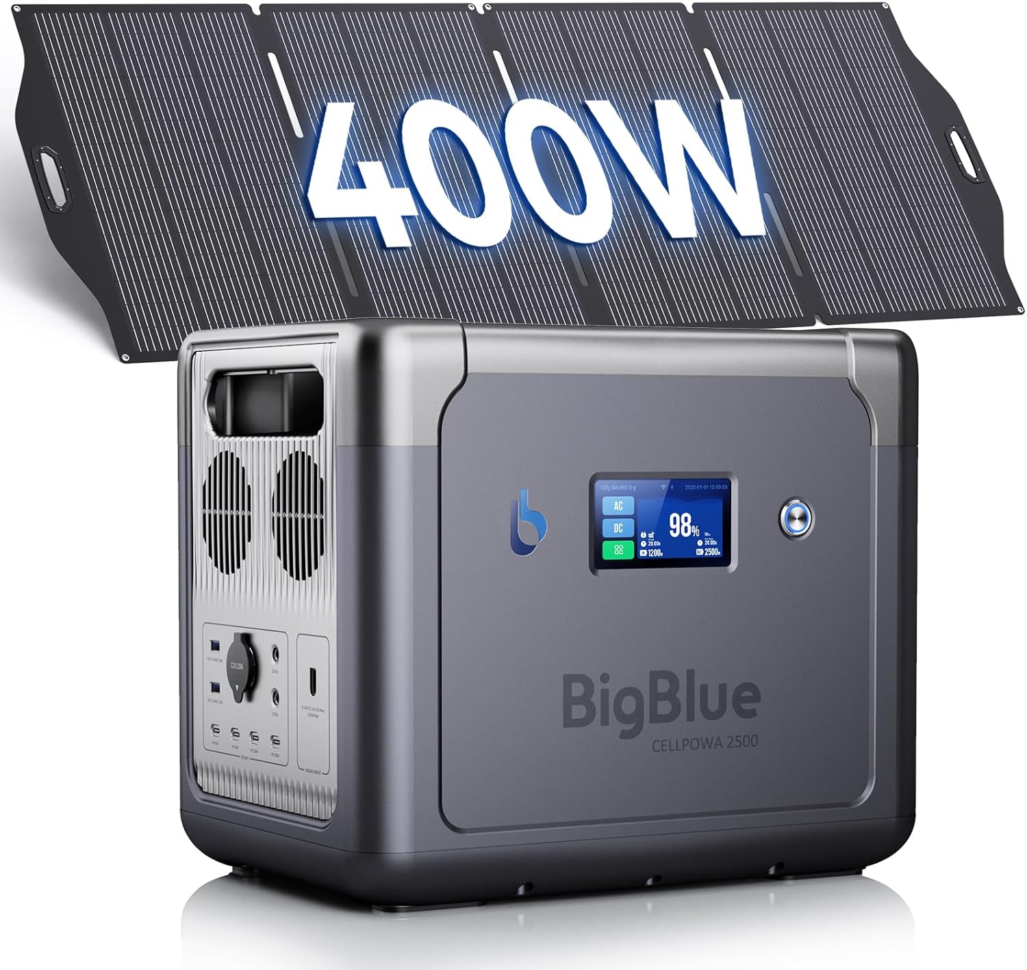 Amazon.com: BigBlue 2500W Solar Generator with 400W Portable Solar ...