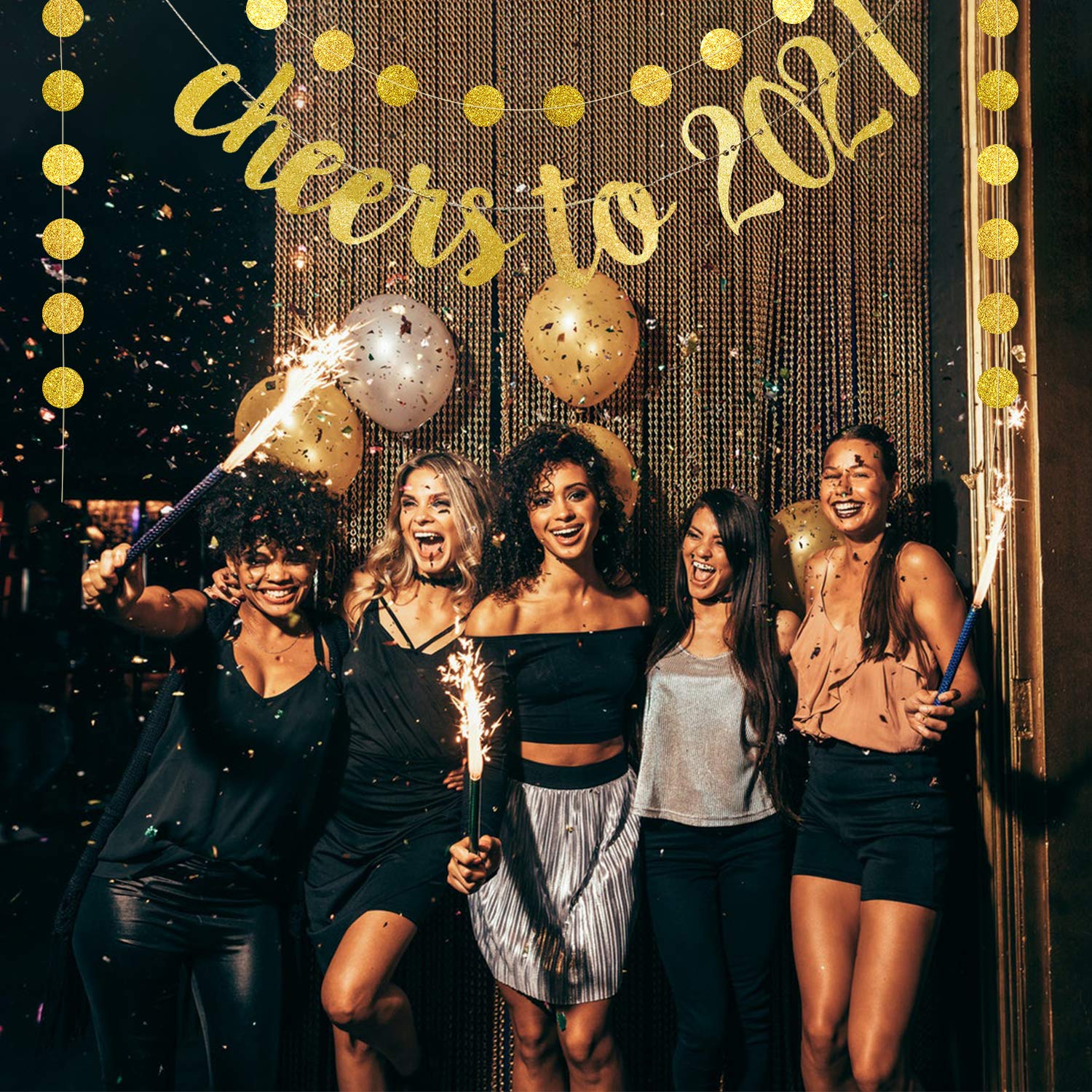 Snapklik.com : Amoco Cheers To 2021 Banner,Gold Glitter 2021 Paper ...