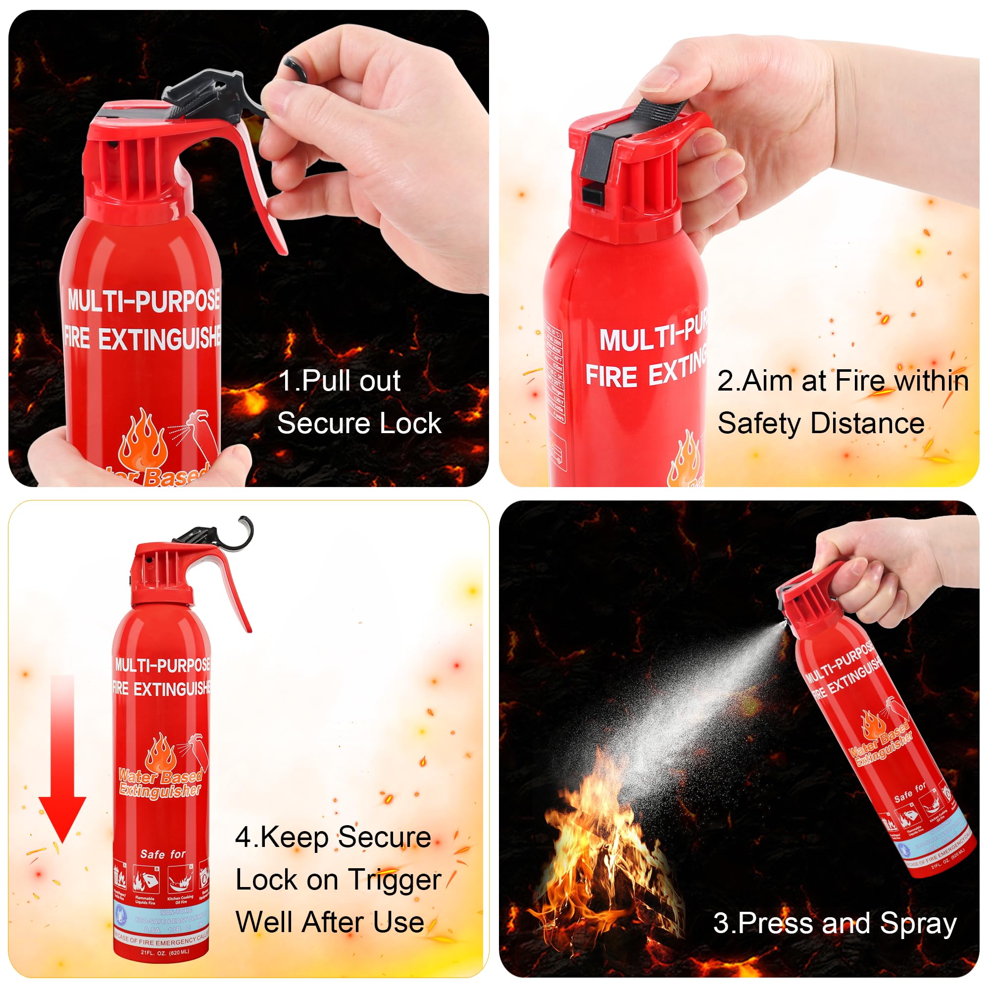 Portable Fire Safety Versible Fire Extinguisher 1-Pack - A,B,C,K Type ...