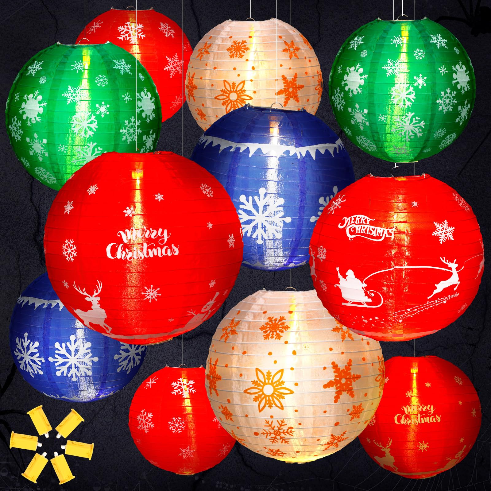 Snapklik.com : Lemosae 18 Pcs 12 Inch Christmas Paper Lanterns ...