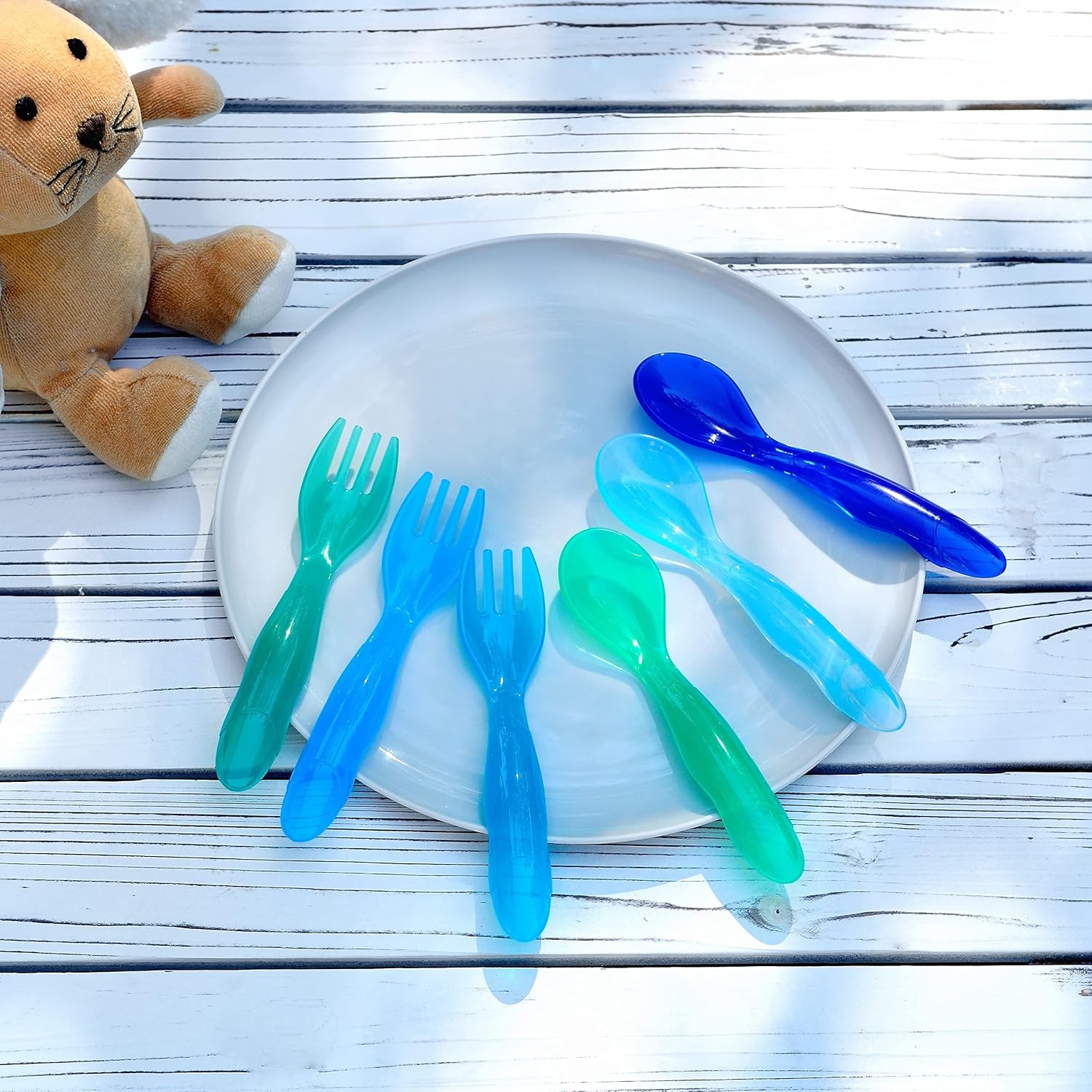 18 Pcs Plastic Toddler Utensils, Plastic Kids Forks Kids Spoons, Large ...