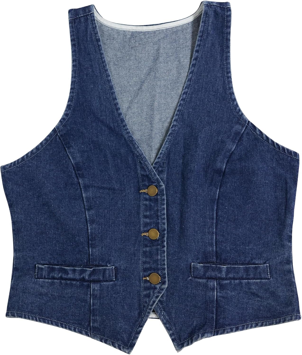 Ladyful Womens Denim Vest Sleeveless V neck Jean Suit Waistcoat at Amazon Women’s Clothing store