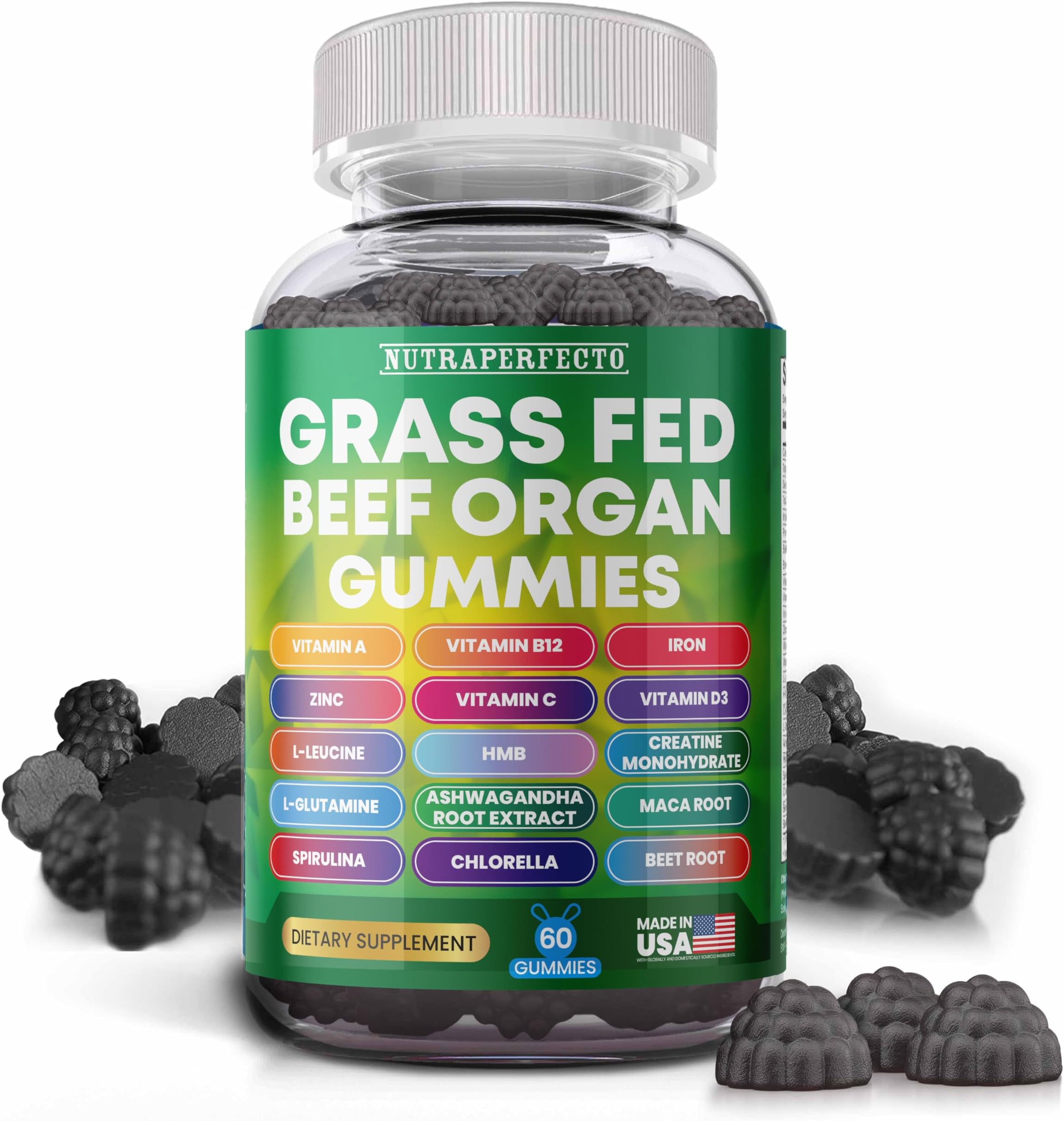 Amazon.com: Sugar Free Grass-Fed Beef Organ Supplement Gummies with HMB ...