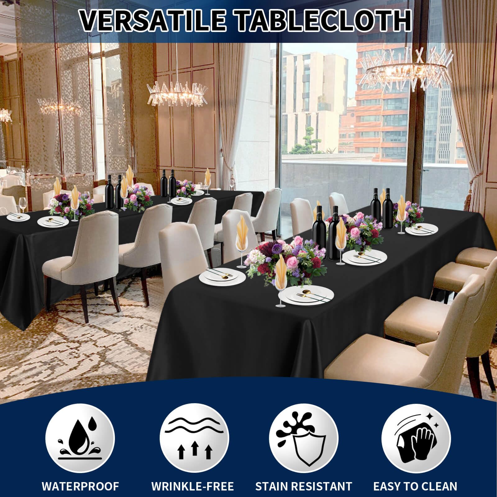 Snapklik.com : 10 Pack Black Table Cloth 60 X 126 Inch, Stain And ...