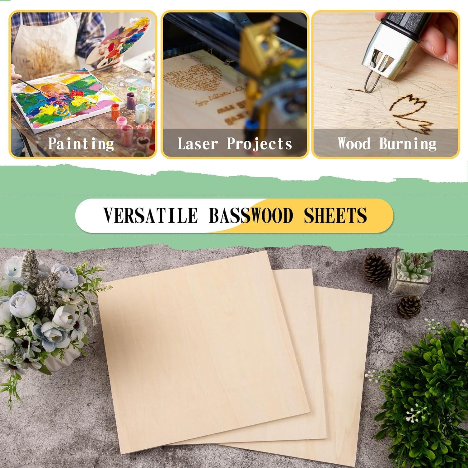 Snapklik.com : 3 Pack 24 X 24 X 1/4 Inch-6mm Thick Basswood Sheets For ...