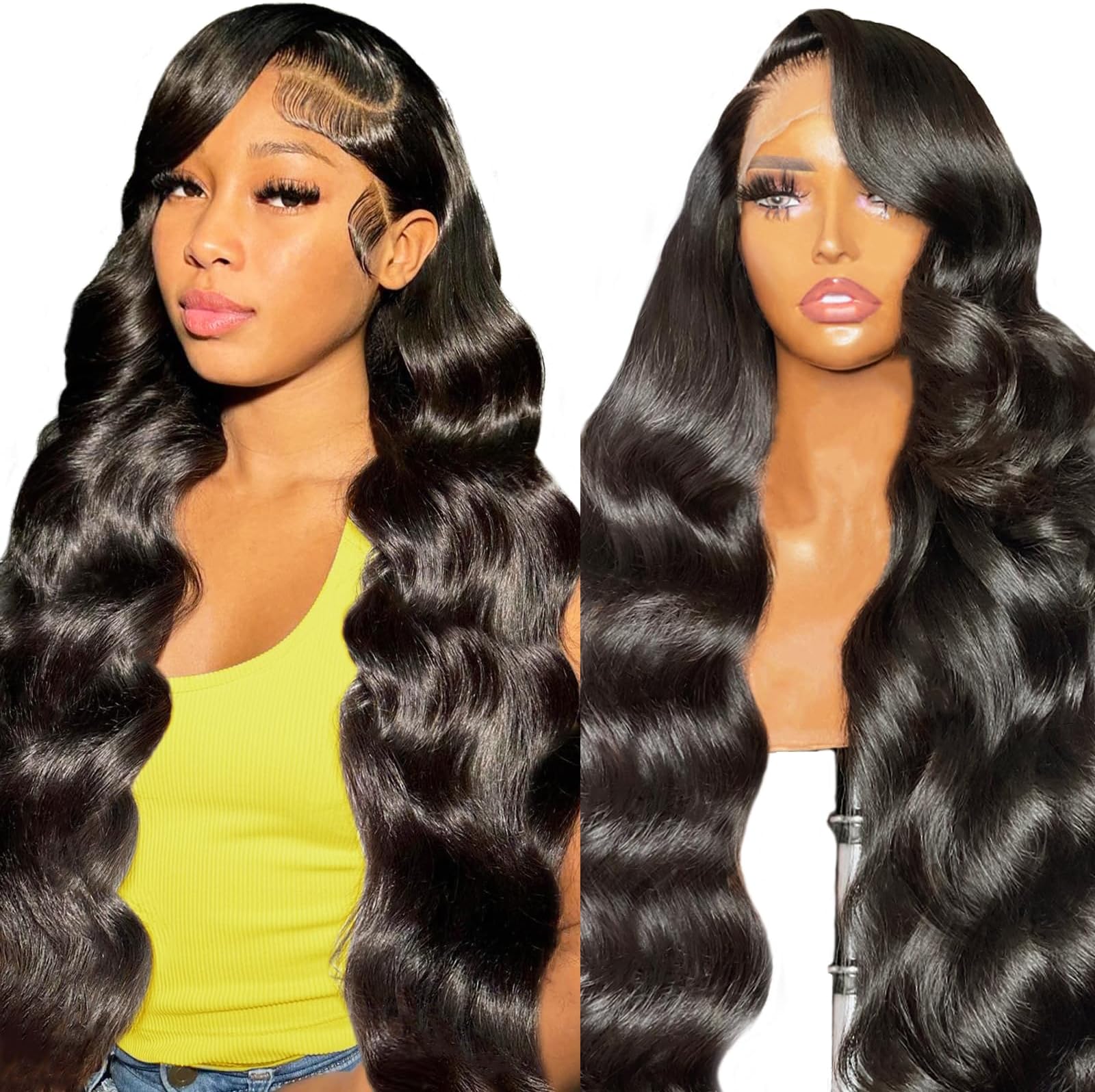 Amazon.com : 28 Inch Highlight Lace Front Wig Human Hair Ombre Lace ...