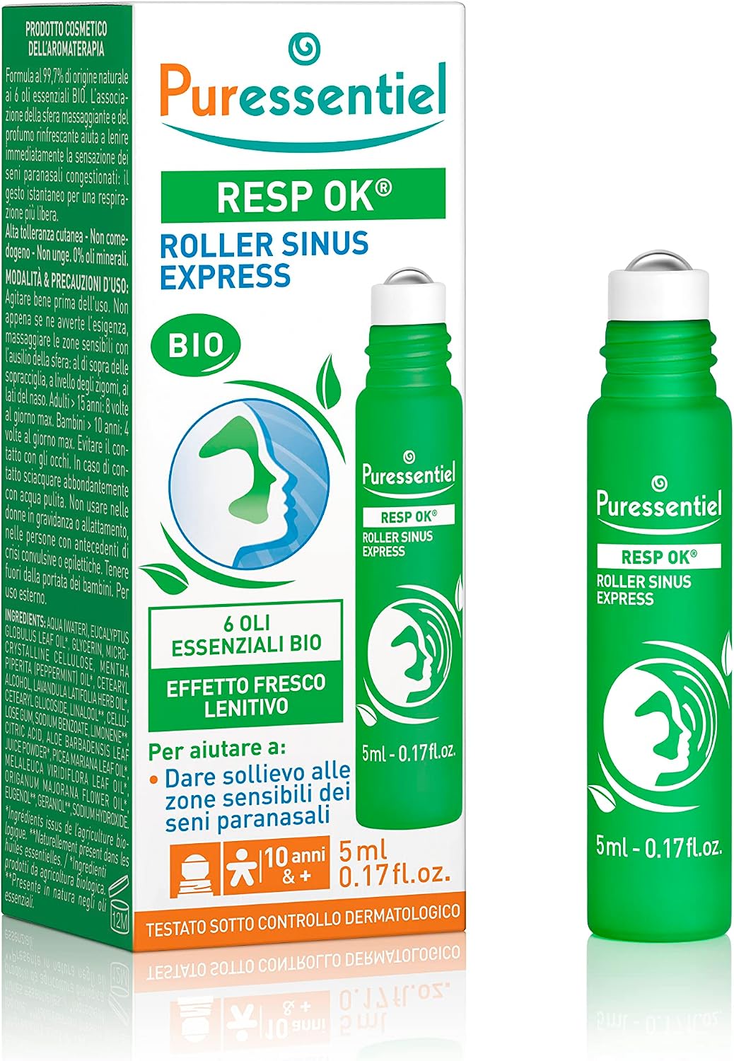 Puressentiel Respirazione,Roller Sinus Express, Per dare sollievo alle ...