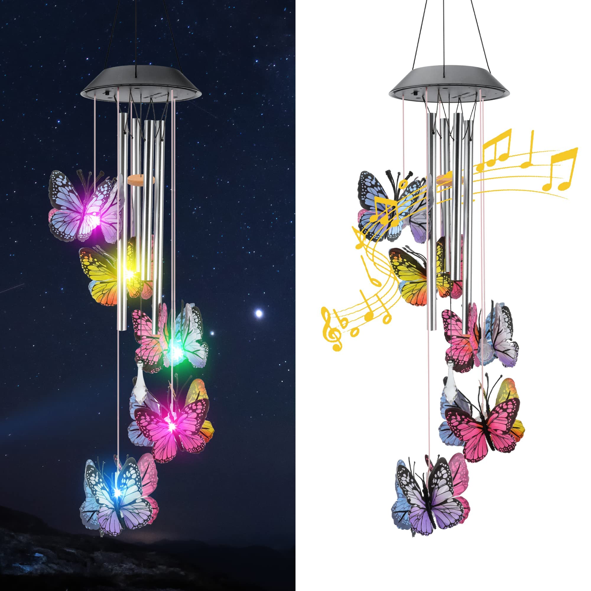 Amazon.com : Solar Wind Chimes, Solar Butterfly Wind Chimes, Outdoor ...