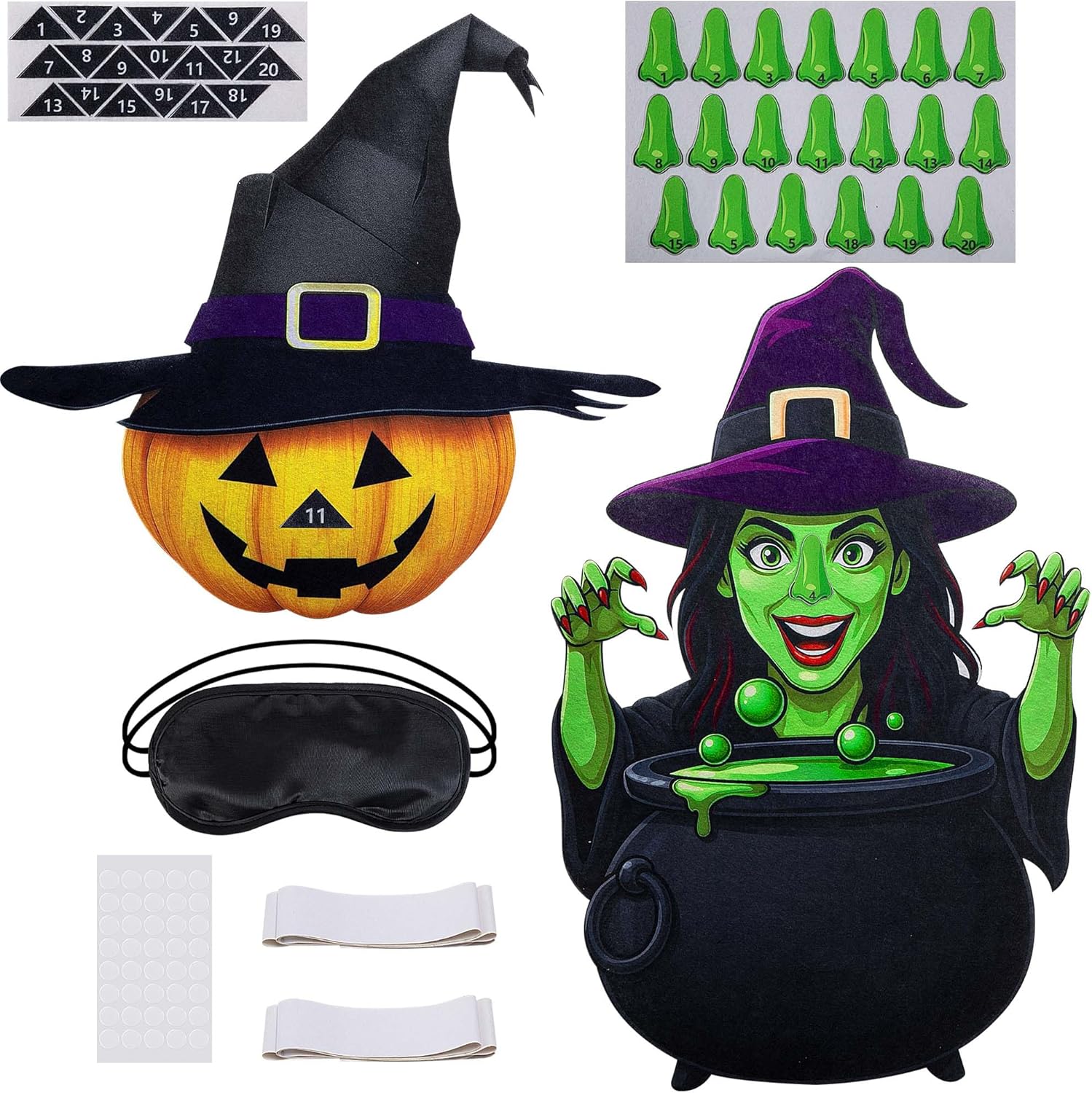 Amazon.com: Shupakul 2 Set of Felt Halloween Pin The Nose Party Games ...