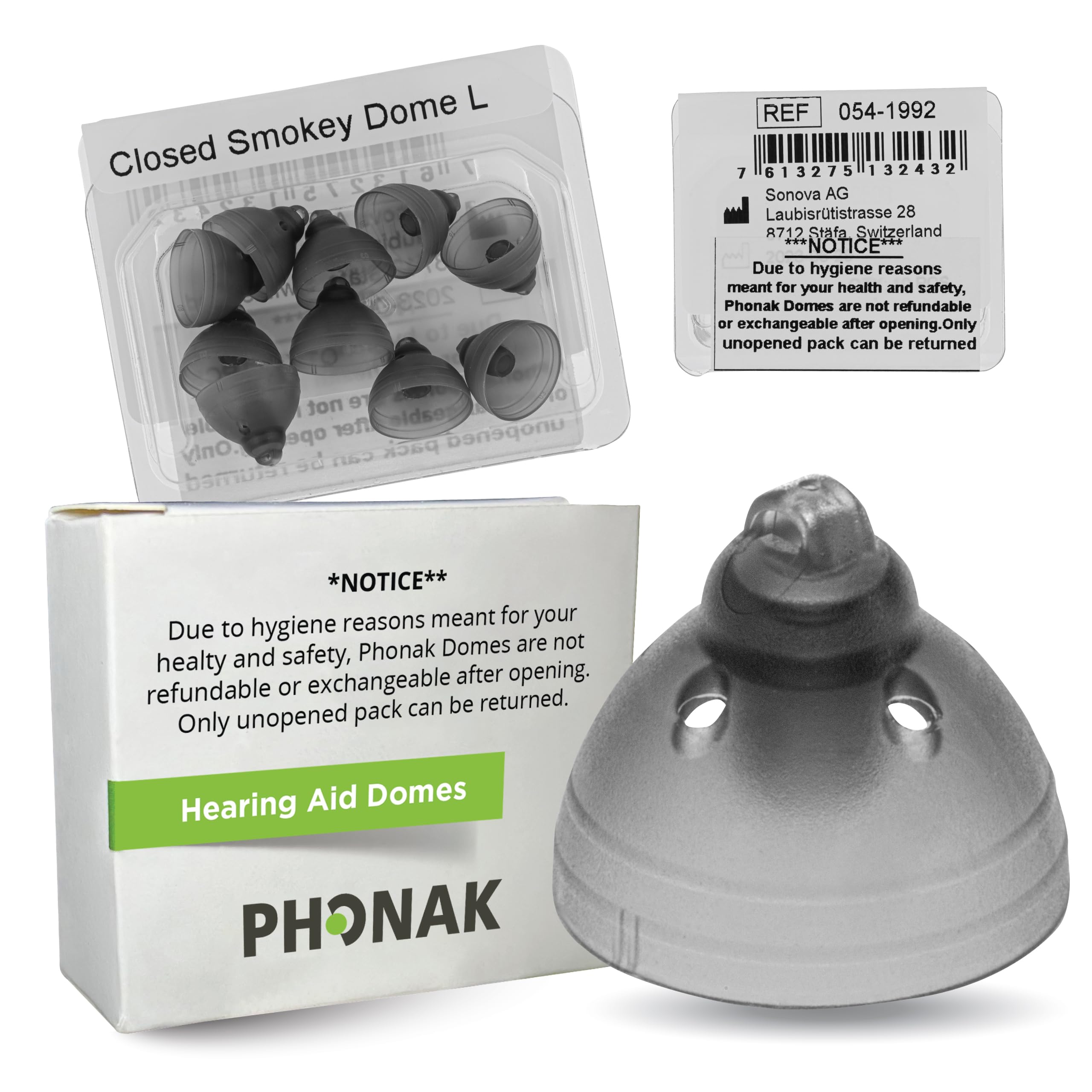 Amazon.com: Phonak Closed Smokey Dome Large (0.39 inch=10mm) 10 Domes ...