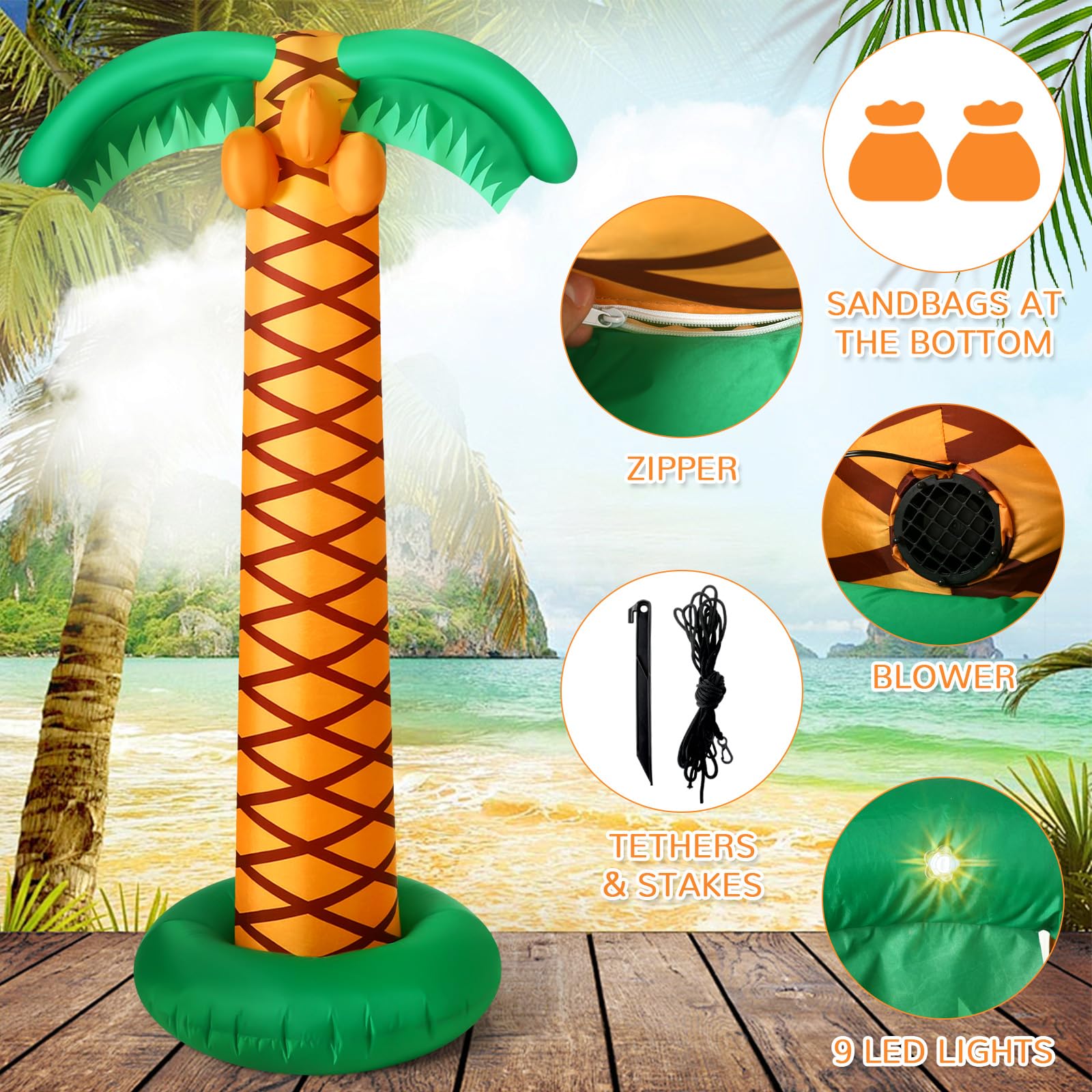 Snapklik.com : Giant Lighted Inflatable Palm Trees 5.5 Ft LED Tropical ...