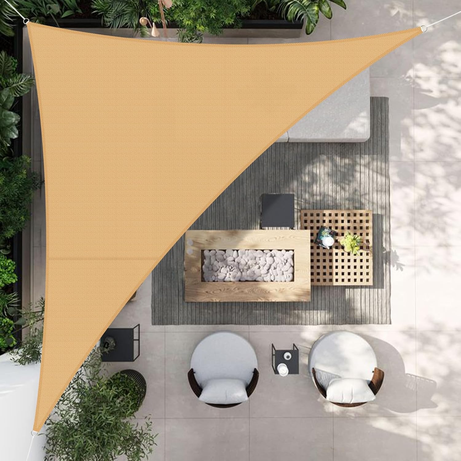 HENG FENG Waterproof Triangular Sun Shade Sail 5 x 5 x 7 m PES Canvas ...