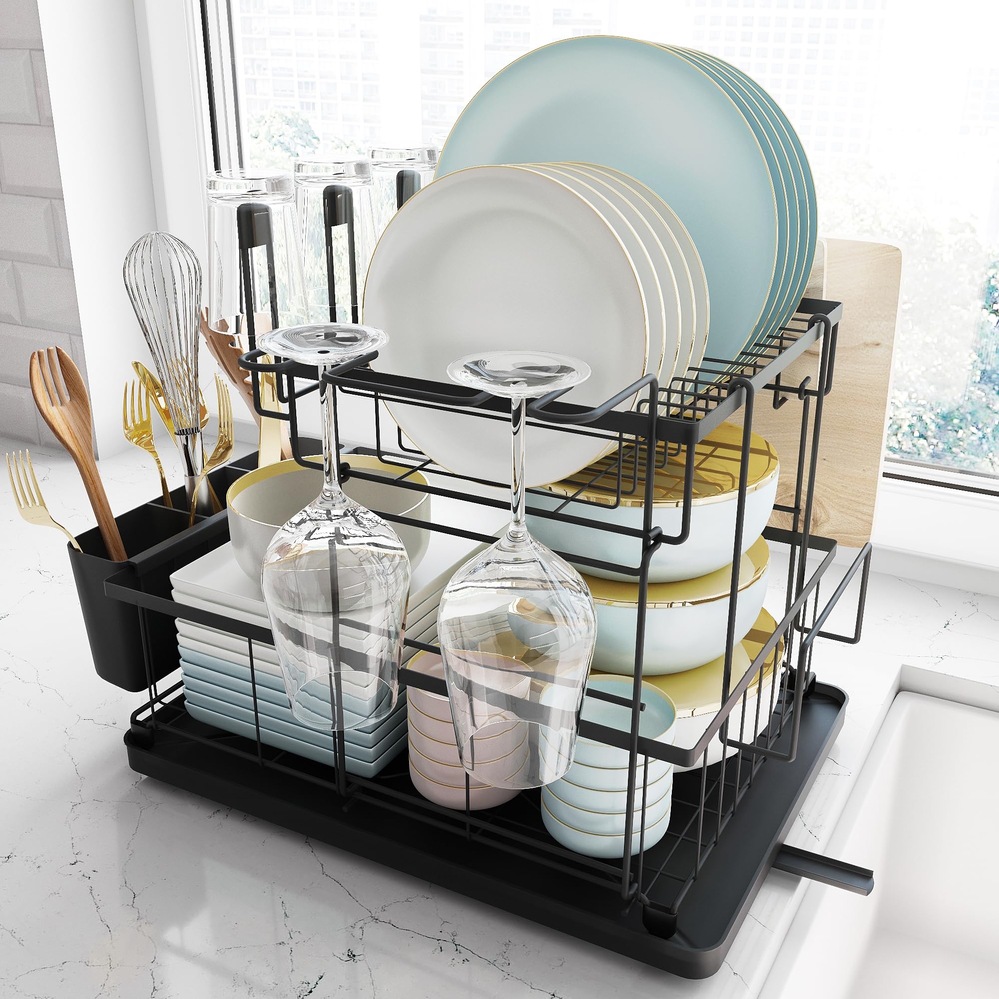 Apex Artifacts Corporation 2 Tier Dish Drying Rack for Kitchen Counter ...